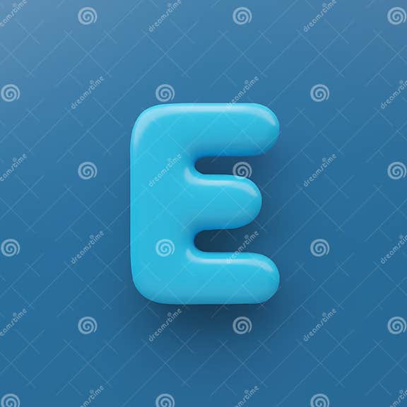 3D Blue Uppercase Letter E with a Glossy Surface on a Blue Background ...