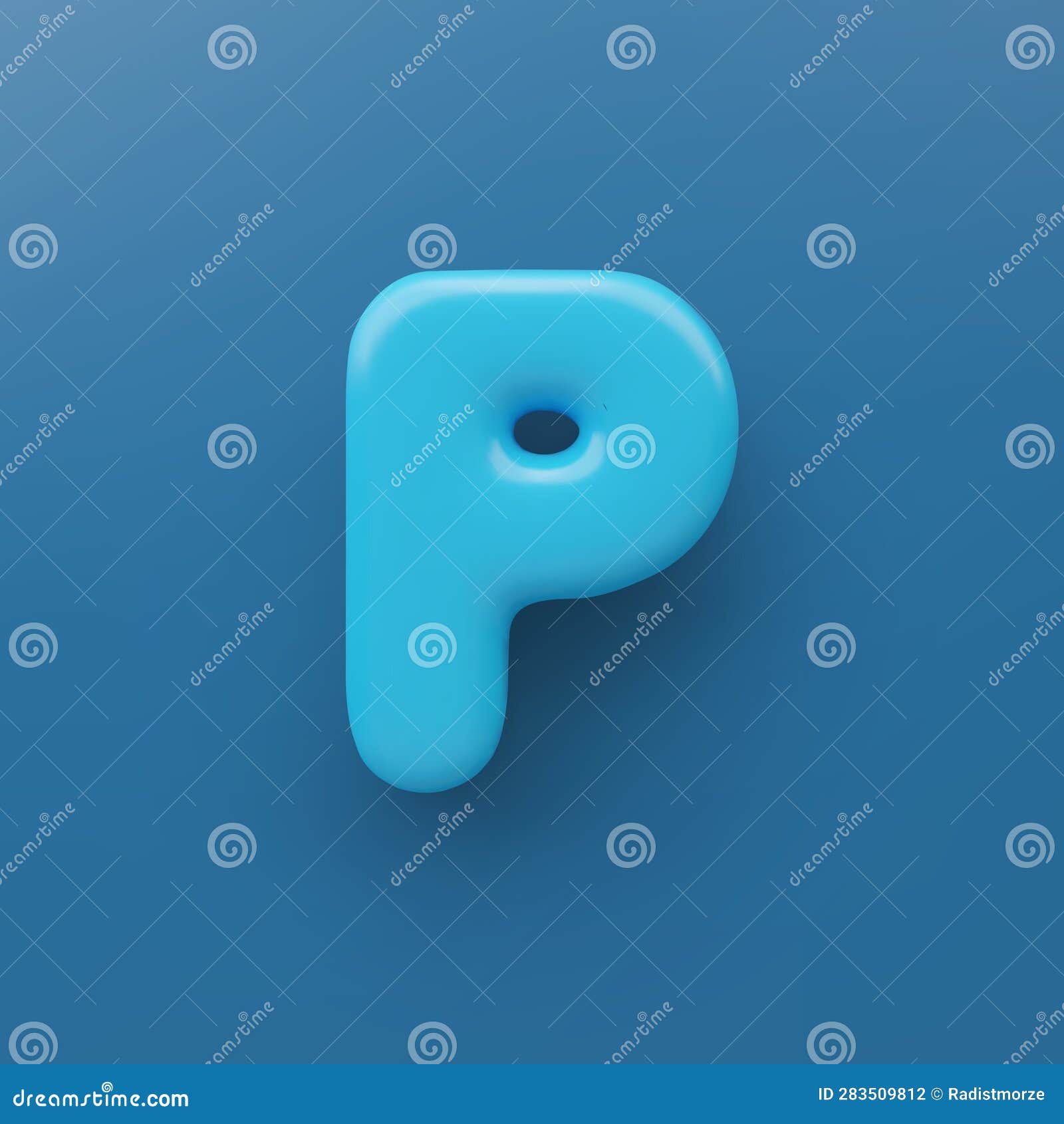 3D Blue Uppercase Letter P with a Glossy Surface on a Blue Background ...