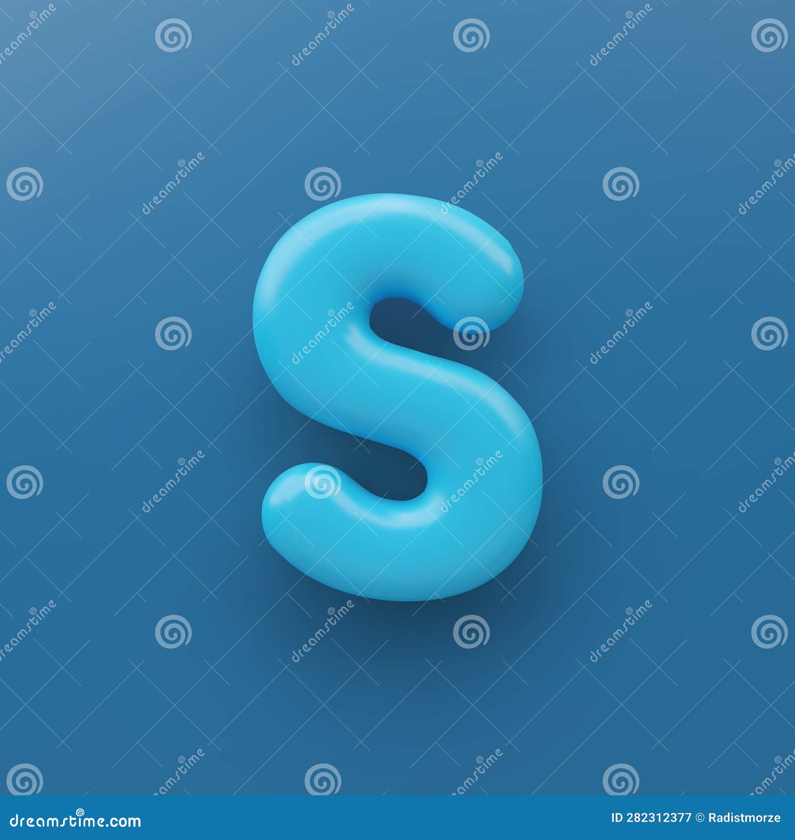 3D Blue Uppercase Letter S with a Glossy Surface on a Blue Background ...