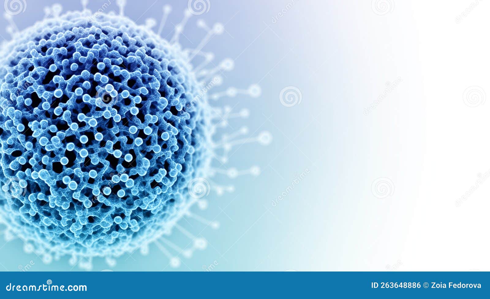 3D Blue Virus Molecules stock photo. Image of biology - 263648886