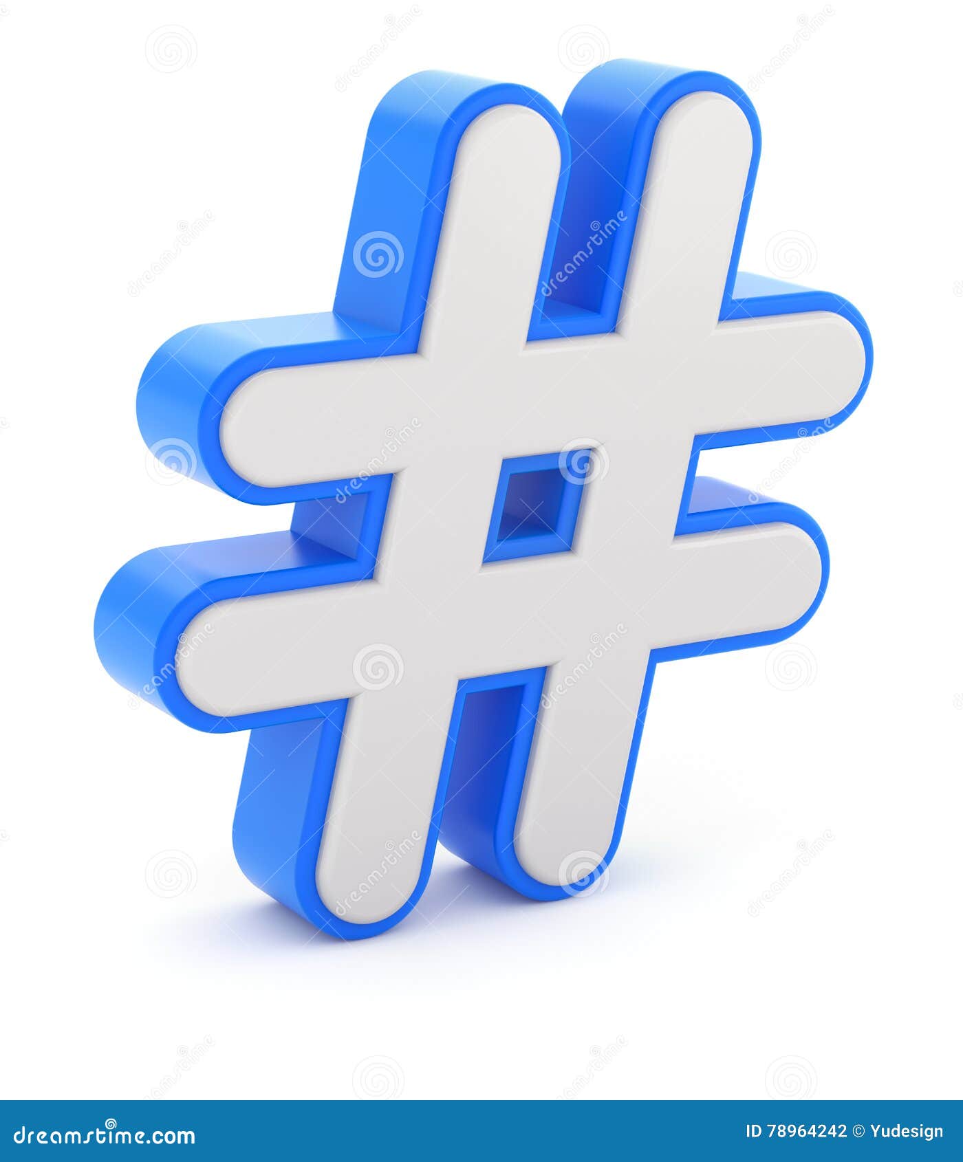 3D blue-white hashtag sign stock illustration. Illustration of hashtag ...