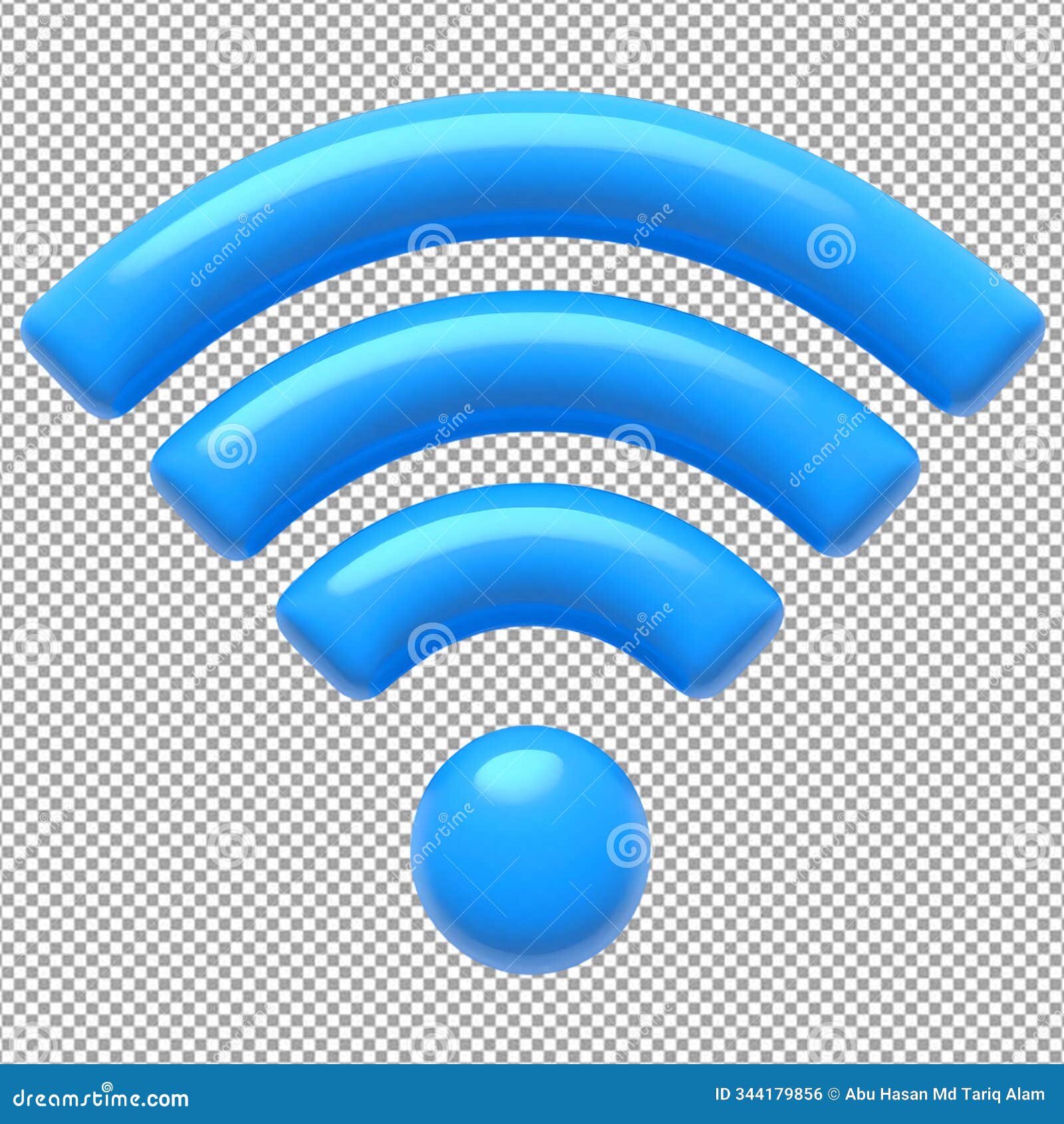 A 3D Blue Wi-Fi Symbol on a Transparent Background Stock Illustration ...