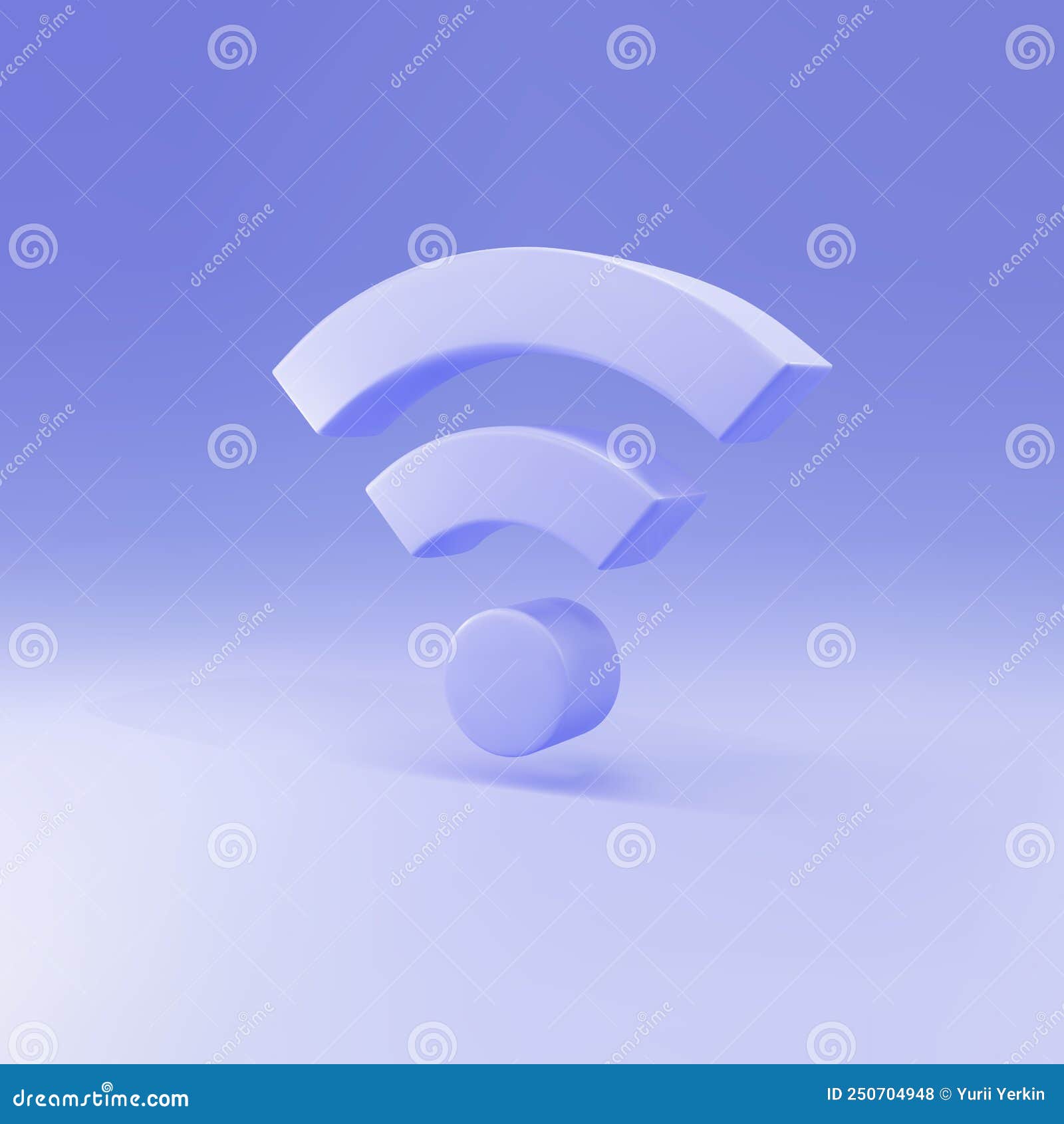 3d Blue Wi-Fi Wireless Internet Network Symbol Icon Isolated on Blue ...