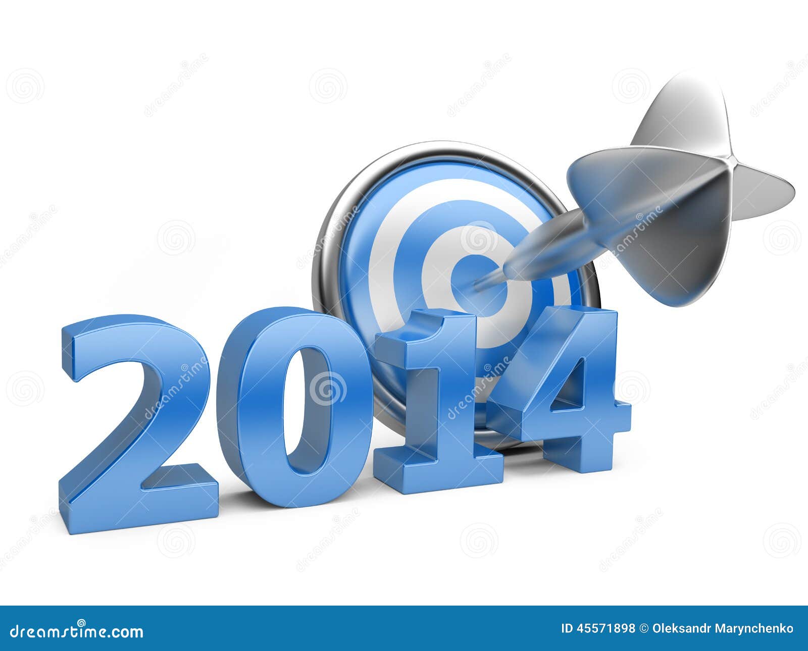 3D Blue Year 2014 with a Target. Stock Illustration - Illustration of ...