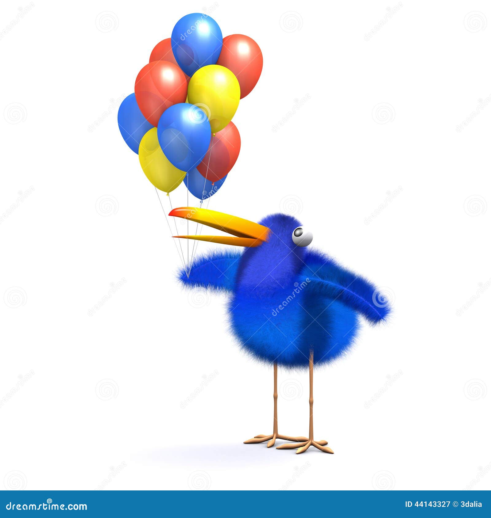 3d Bluebird Has Lots of Coloured Balloons Stock Illustration ...