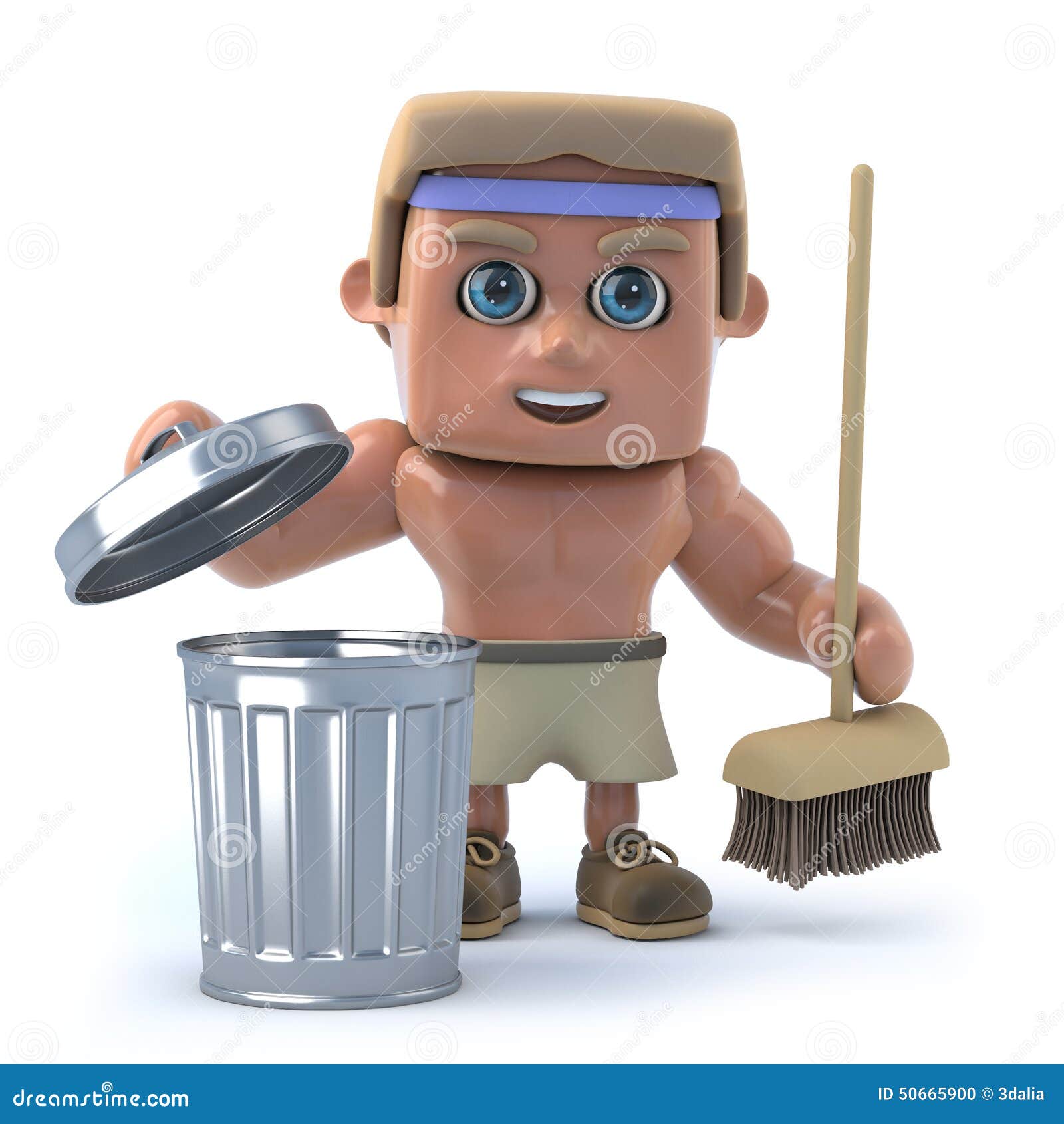 3d Bodybuilder Takes Out the Rubbish Stock Illustration - Illustration ...
