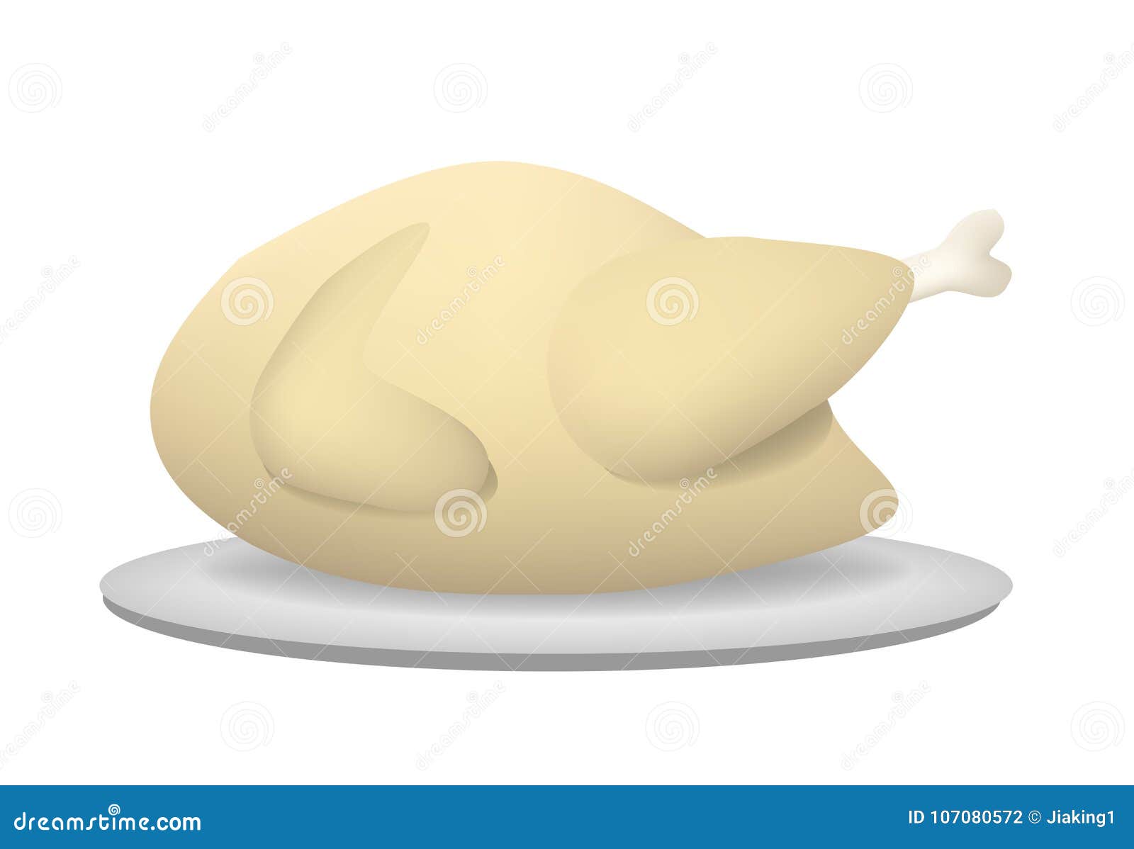3D Boiled Chicken Side View On Plate, Vector | CartoonDealer.com #107080572