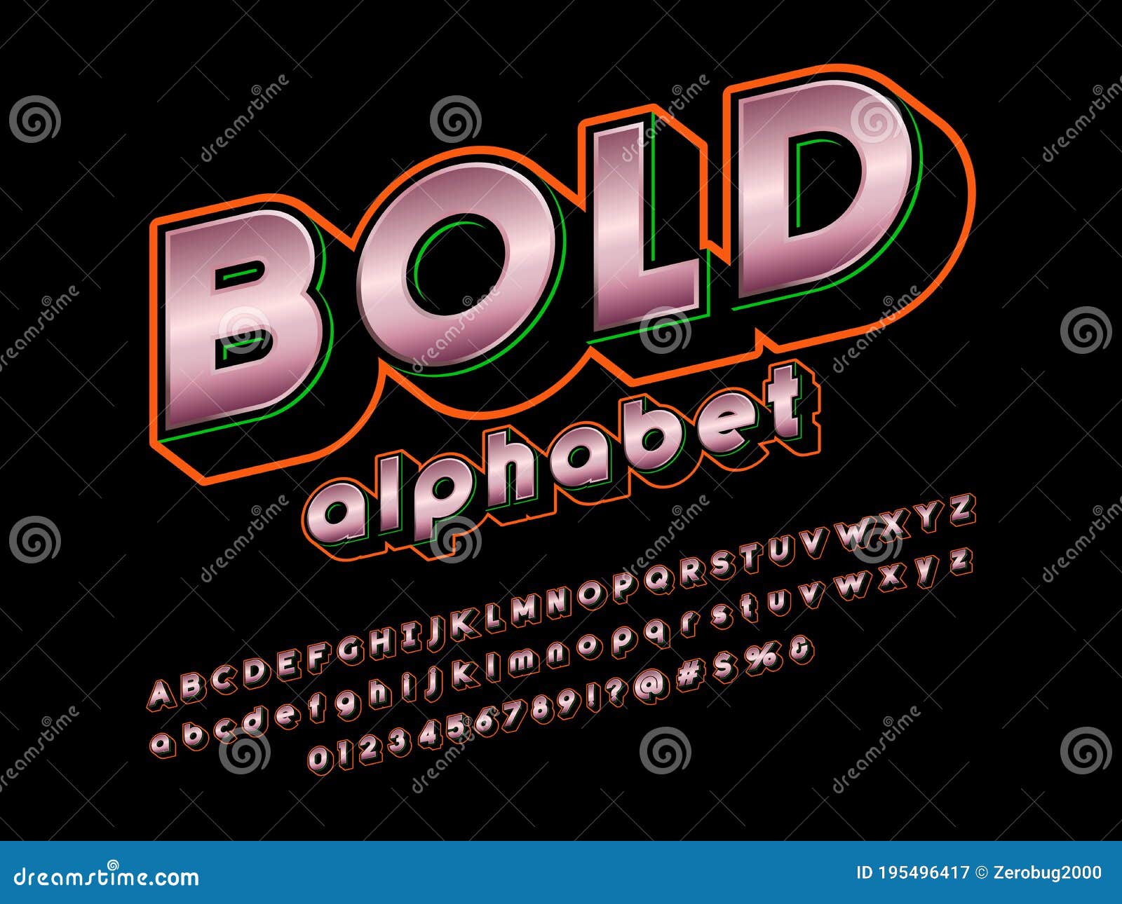 3D bold font stock vector. Illustration of uppercase - 195496417