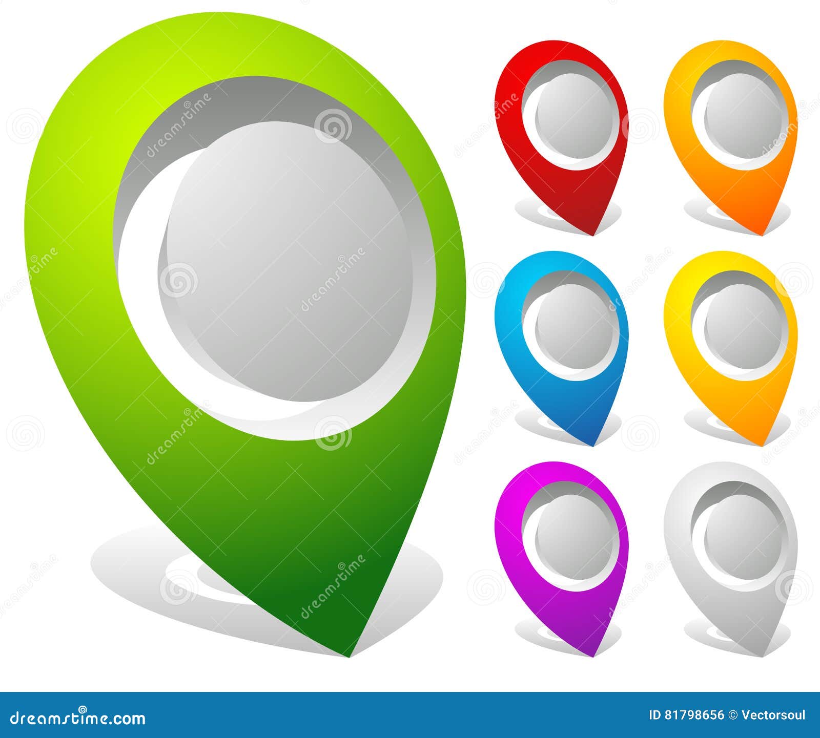 3d Bold Map Markers, Map Pins in 7 Colors Stock Vector - Illustration ...