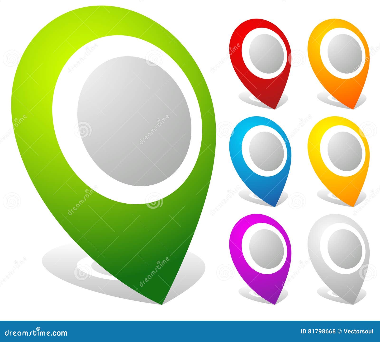 3d Bold Map Markers, Map Pins in 7 Colors Stock Vector - Illustration ...