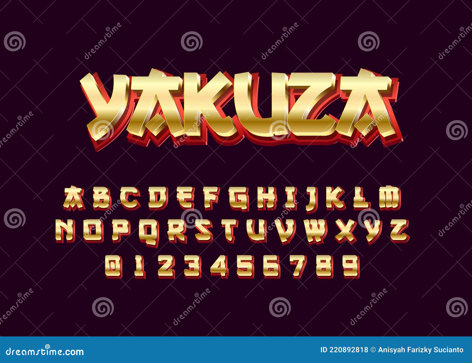 3d Bold Modern Gold Typeface, Vibrant Cool Text Effect, Japanese ...