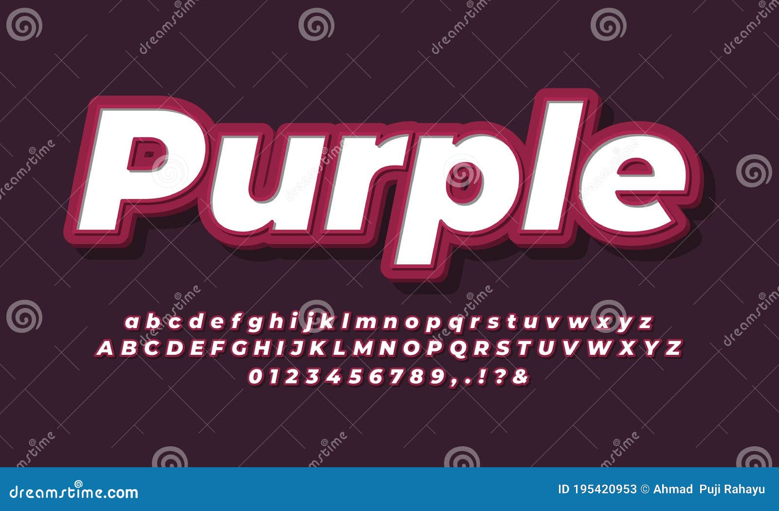 3d Bold Purple Text Effect or Font Effect Style Design Stock Vector ...