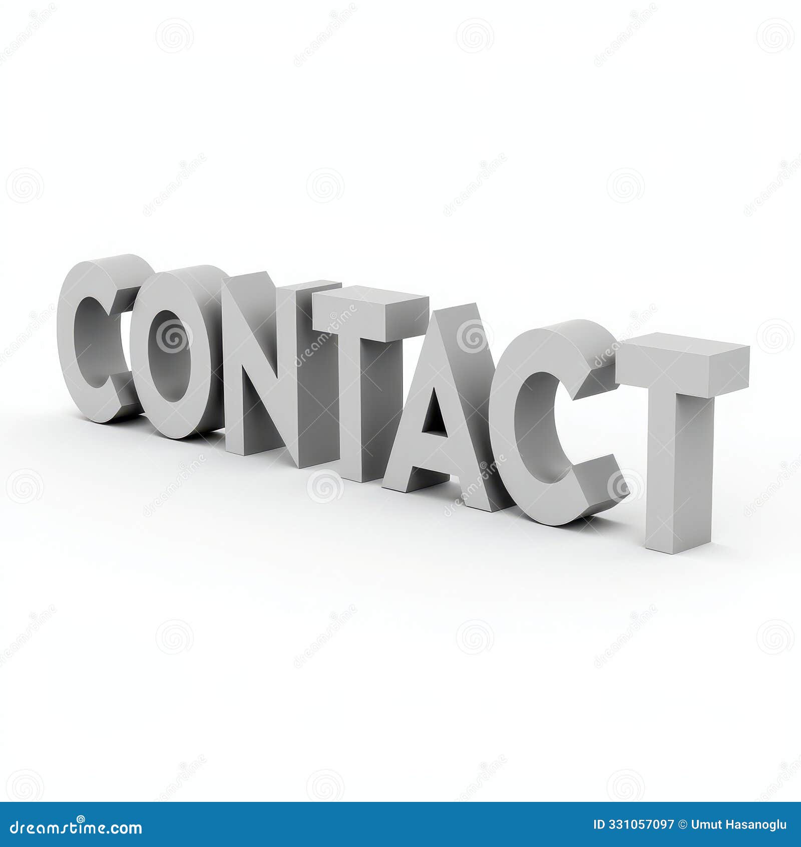 3D Bold Text Contact in a Modern Design on a Clean White Background ...