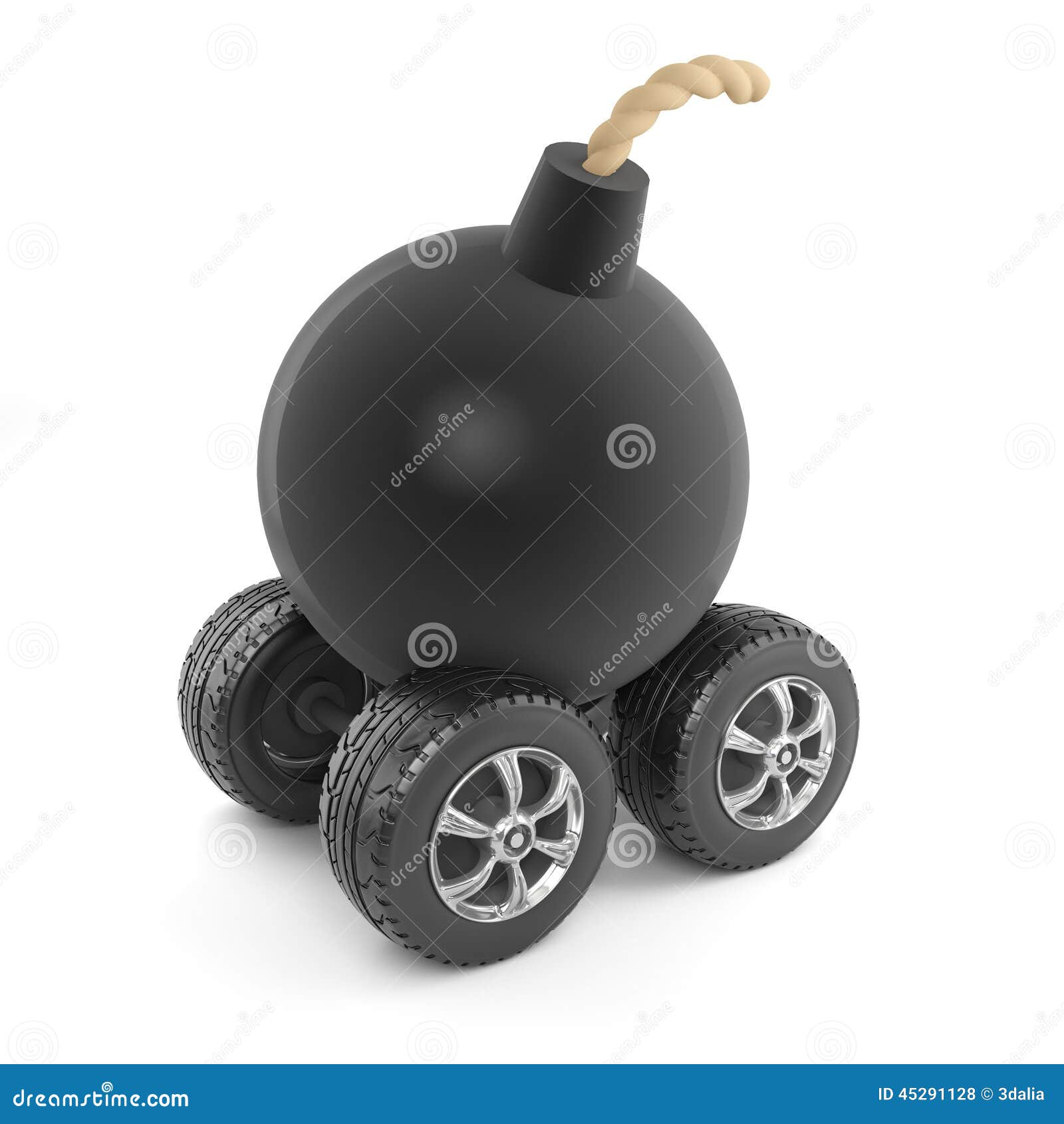 3d Bomb on wheels stock illustration. Illustration of vehicle - 45291128