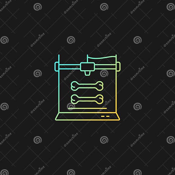 3d Bone Models Printing Gradient Vector Icon for Dark Theme Stock ...