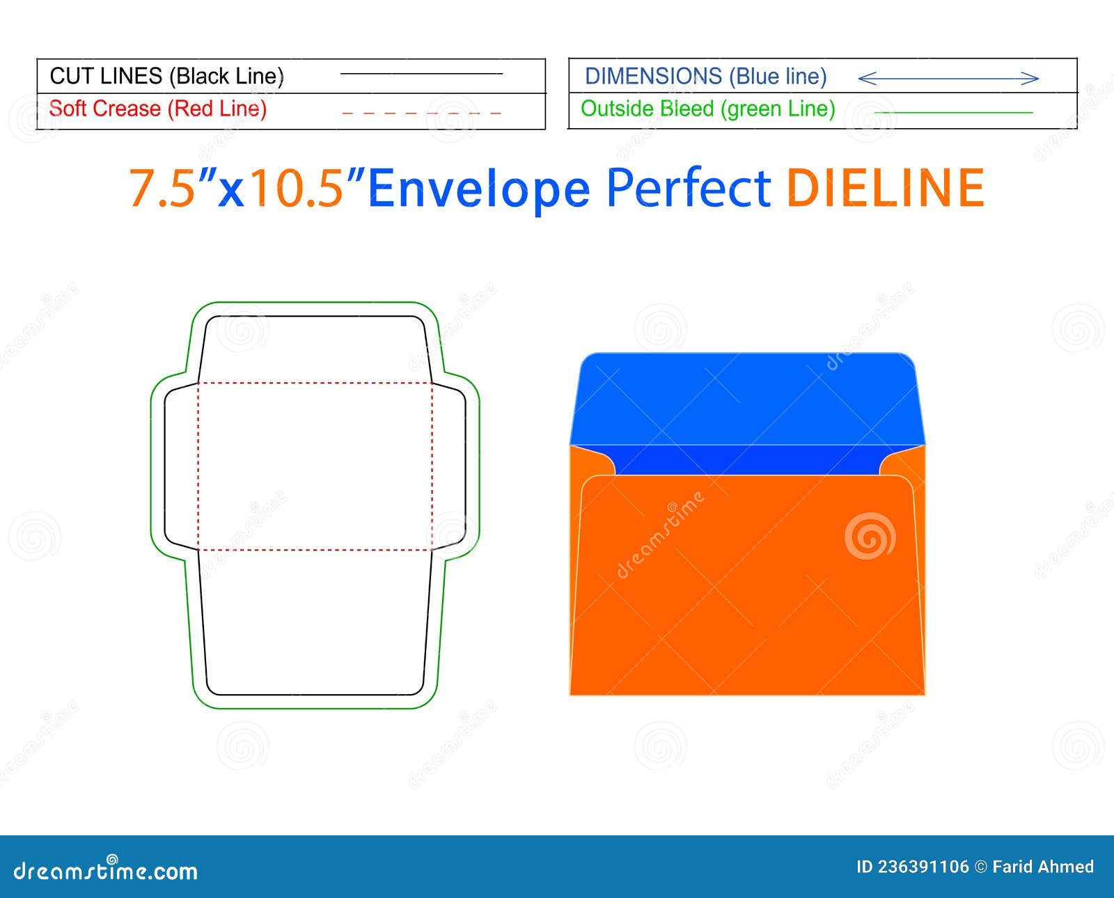 Booklet Envelope Dieline Template 9.5x12.625 Inch And 3D Envelope ...