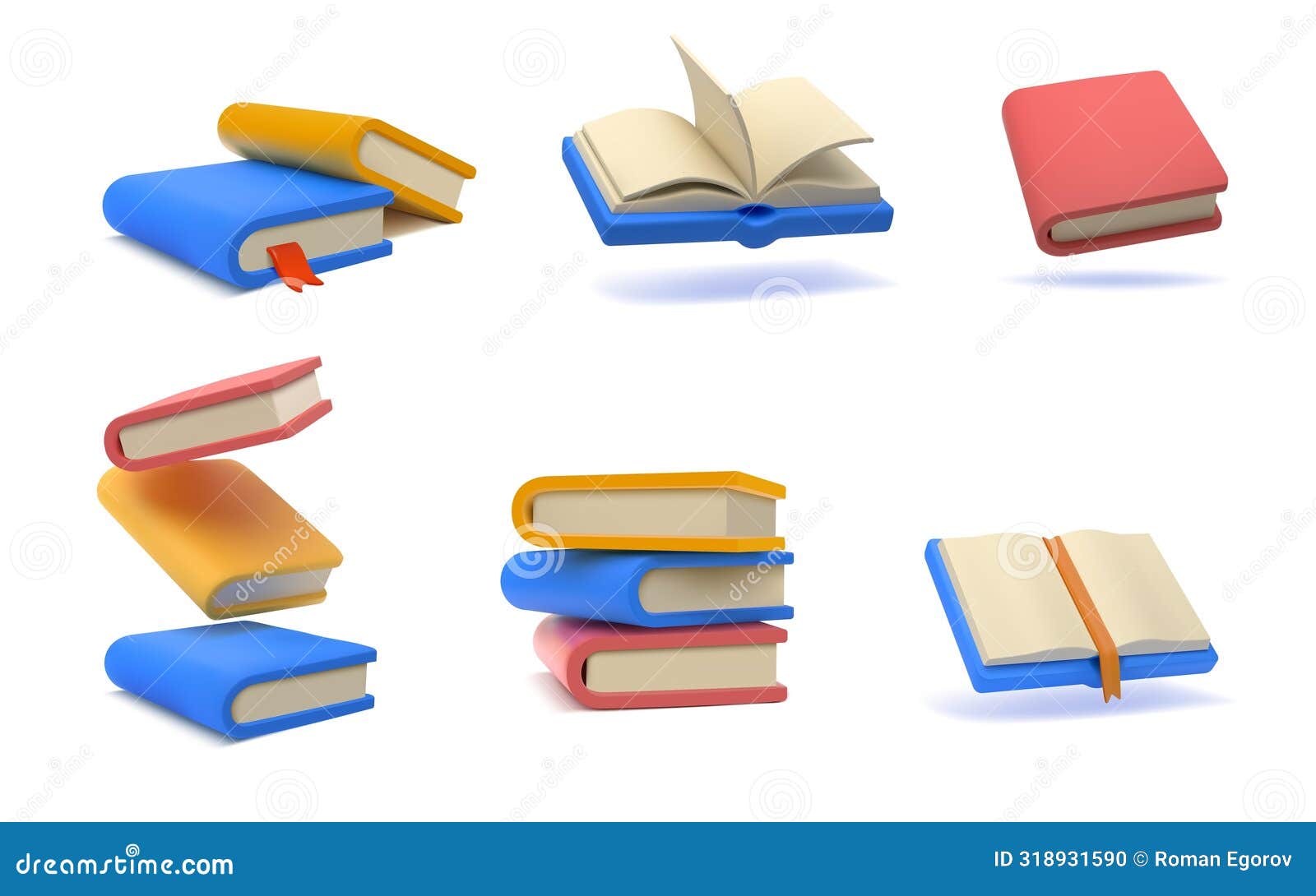 3d Books. Open, Closed Notebook and Magazine, Encyclopedia or ...