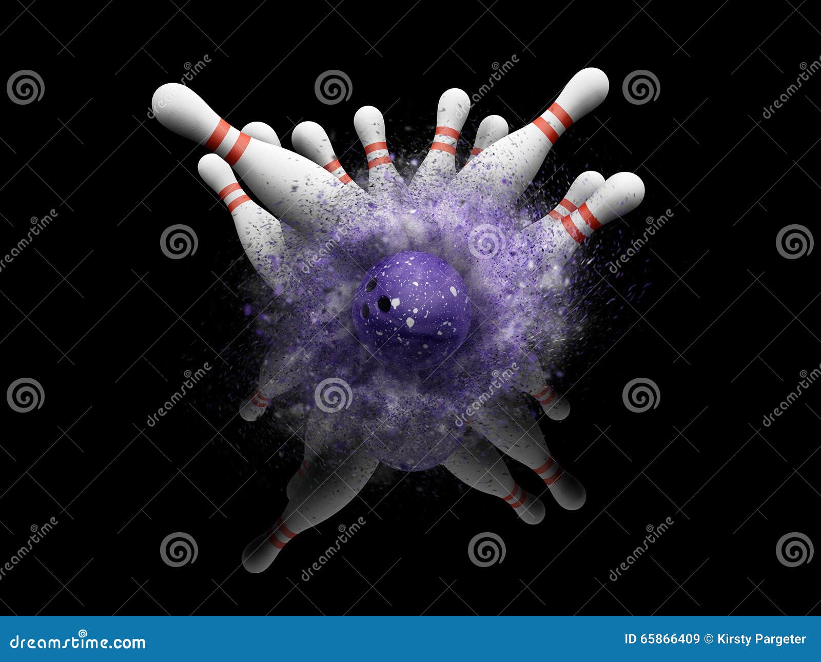 3D Bowling Ball Smashing into Skittles Stock Illustration ...