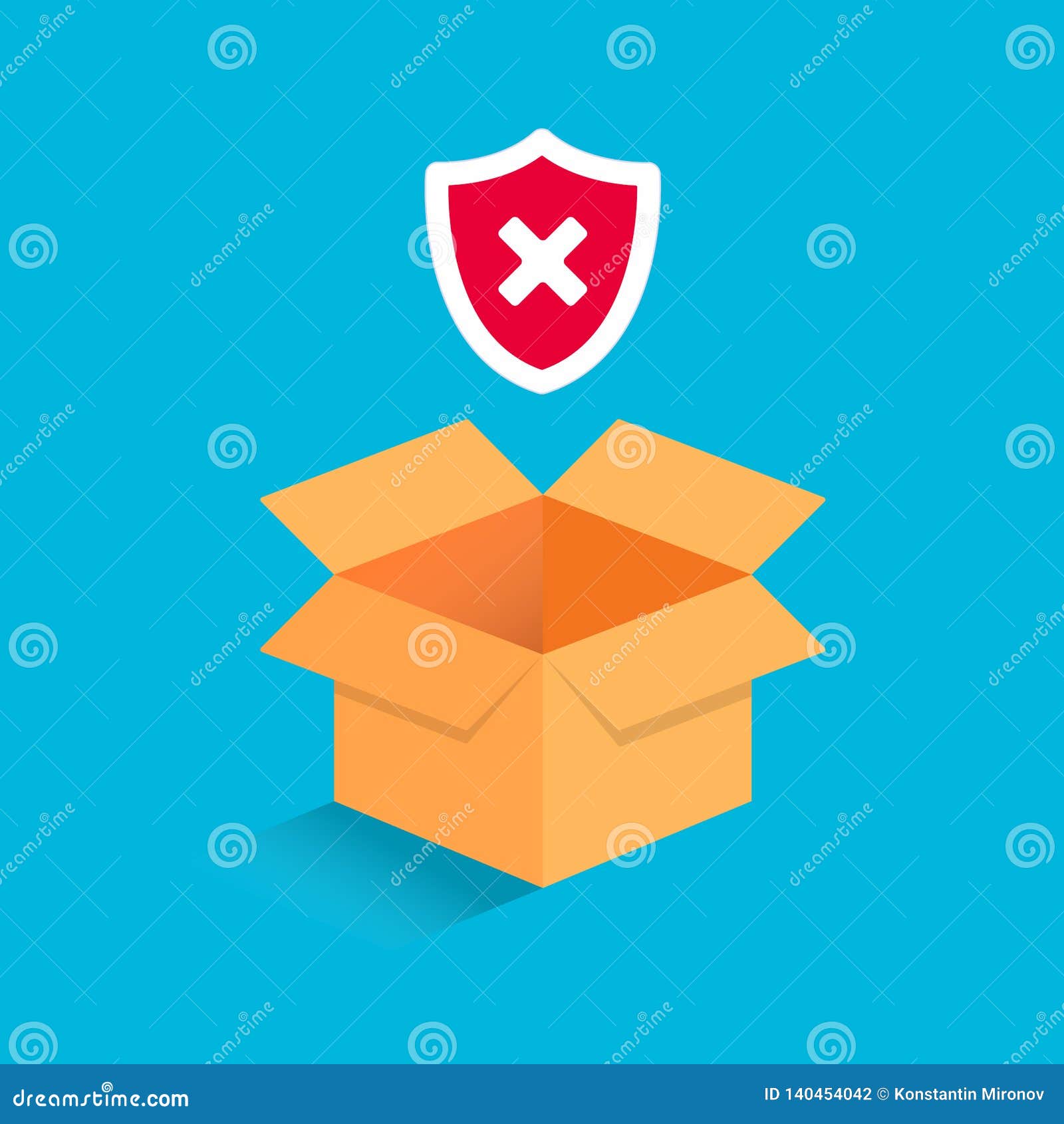 3d Empty Isometric Cardboard Opened Box Isolated on Light Blue ...