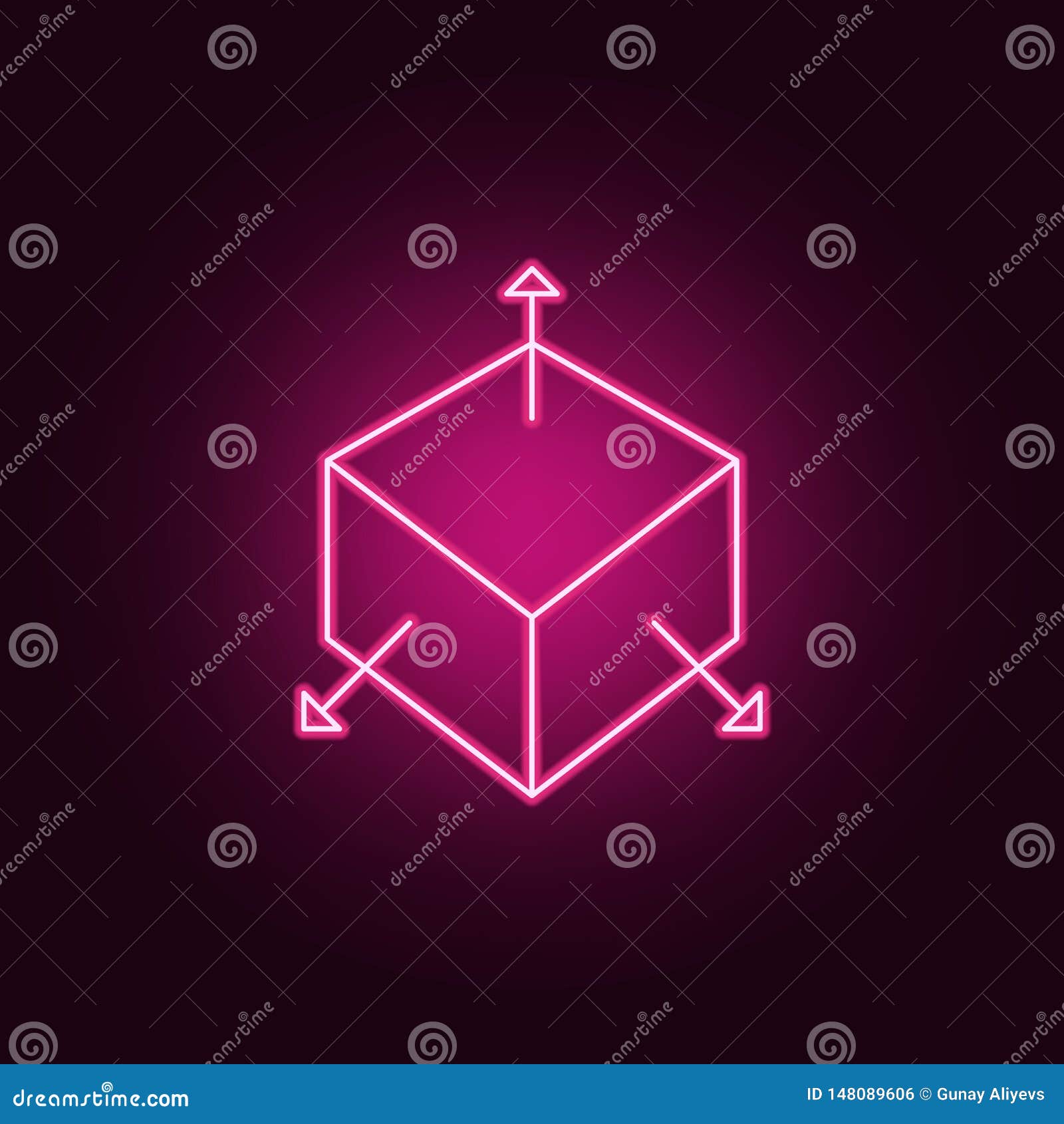3d Box with Arrows Neon Icon. Elements of Measure Set Stock ...