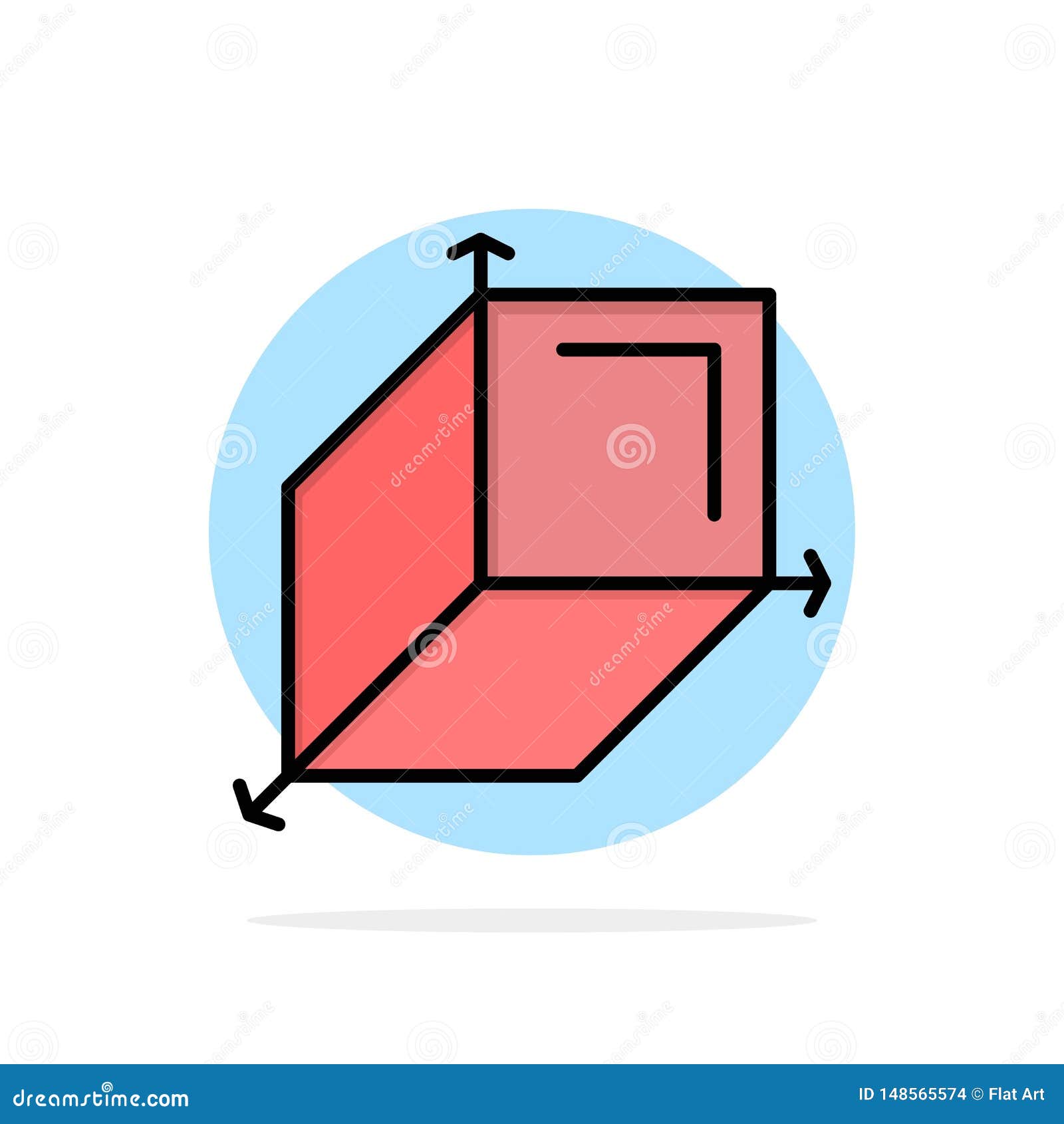 3d, Box, Cuboid, Design Abstract Circle Background Flat Color Icon ...