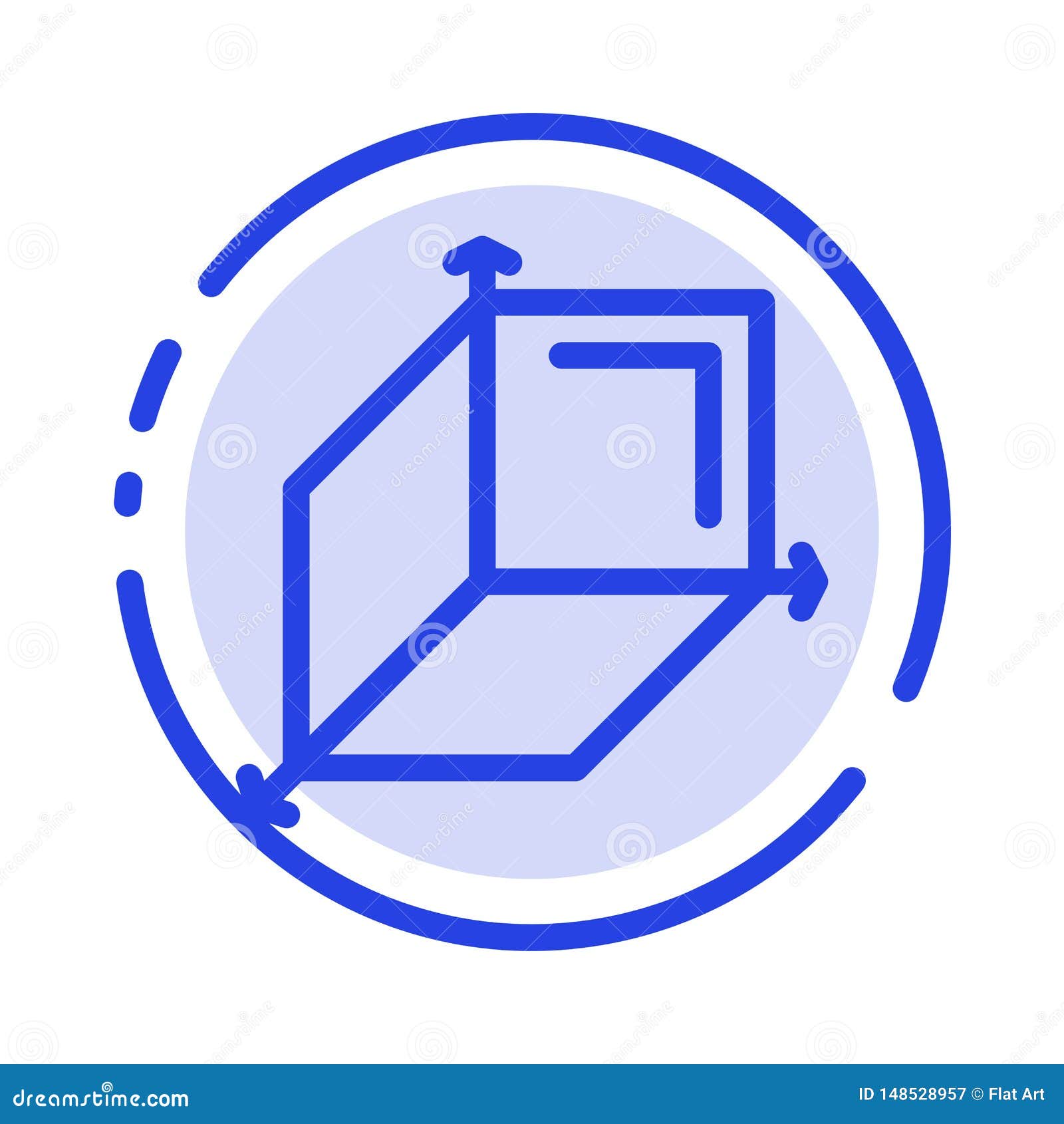 3d, Box, Cuboid, Design Blue Dotted Line Line Icon Stock Vector ...