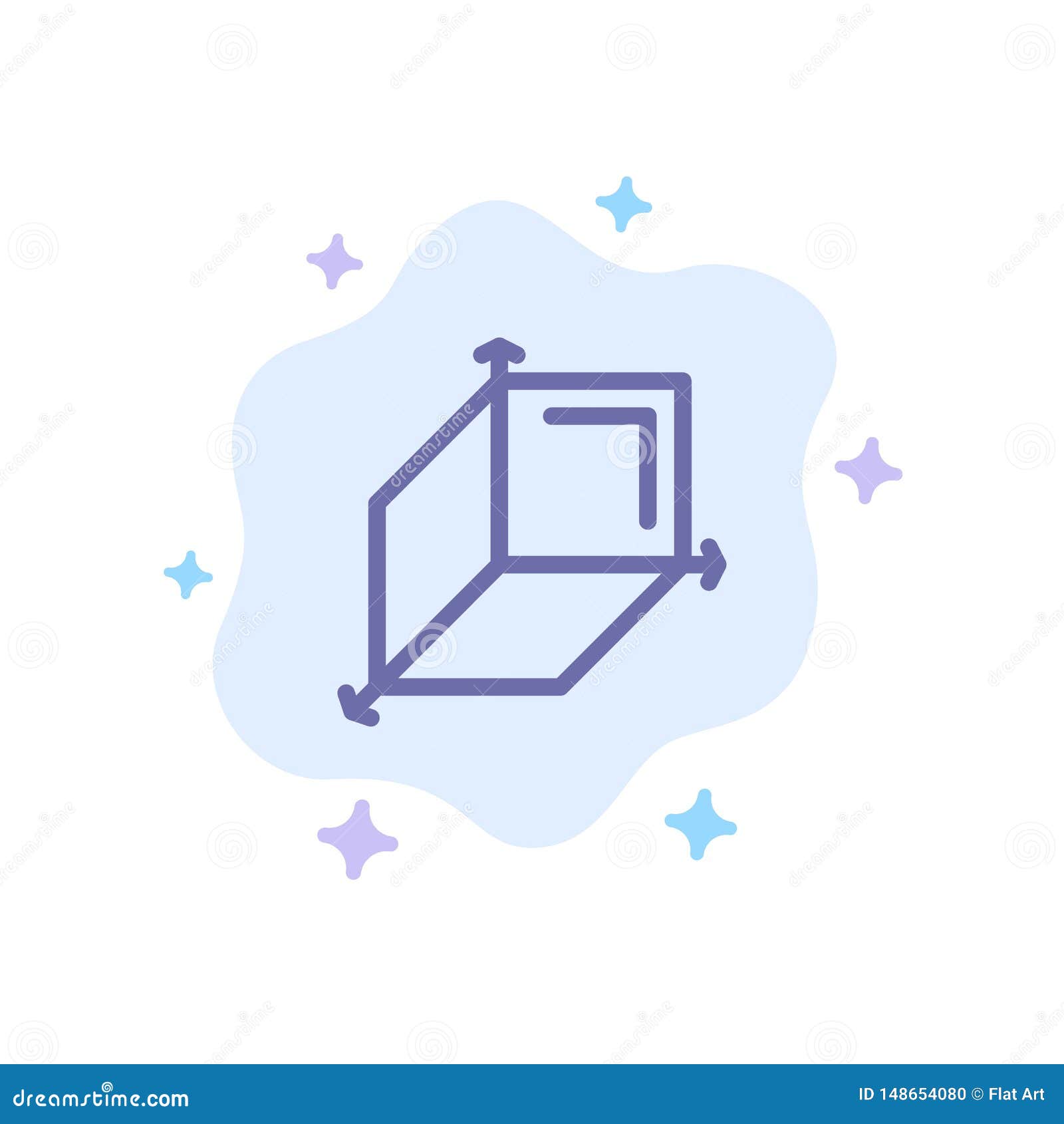 3d, Box, Cuboid, Design Blue Icon on Abstract Cloud Background Stock ...