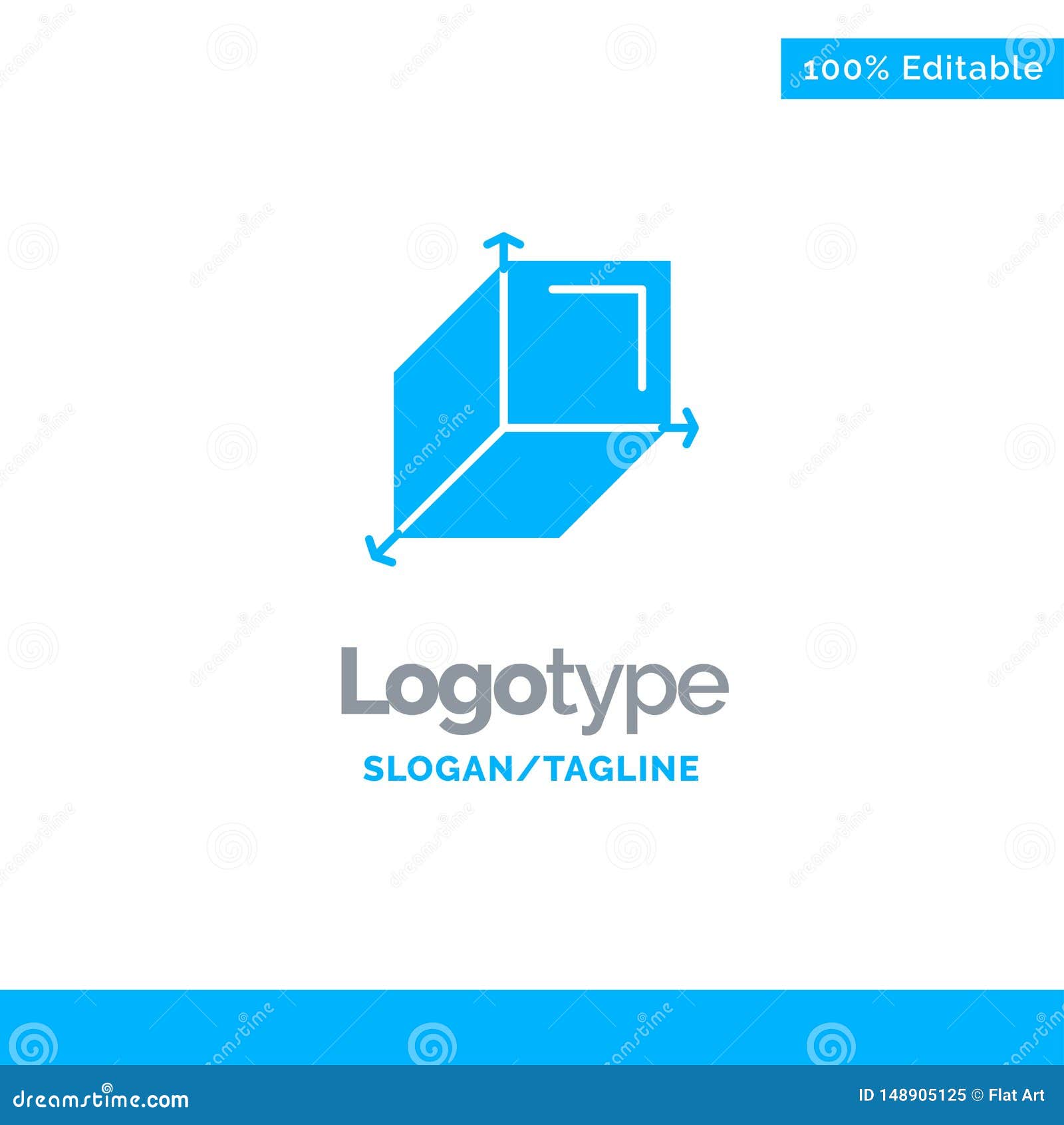 3d, Box, Cuboid, Design Blue Solid Logo Template. Place for Tagline ...