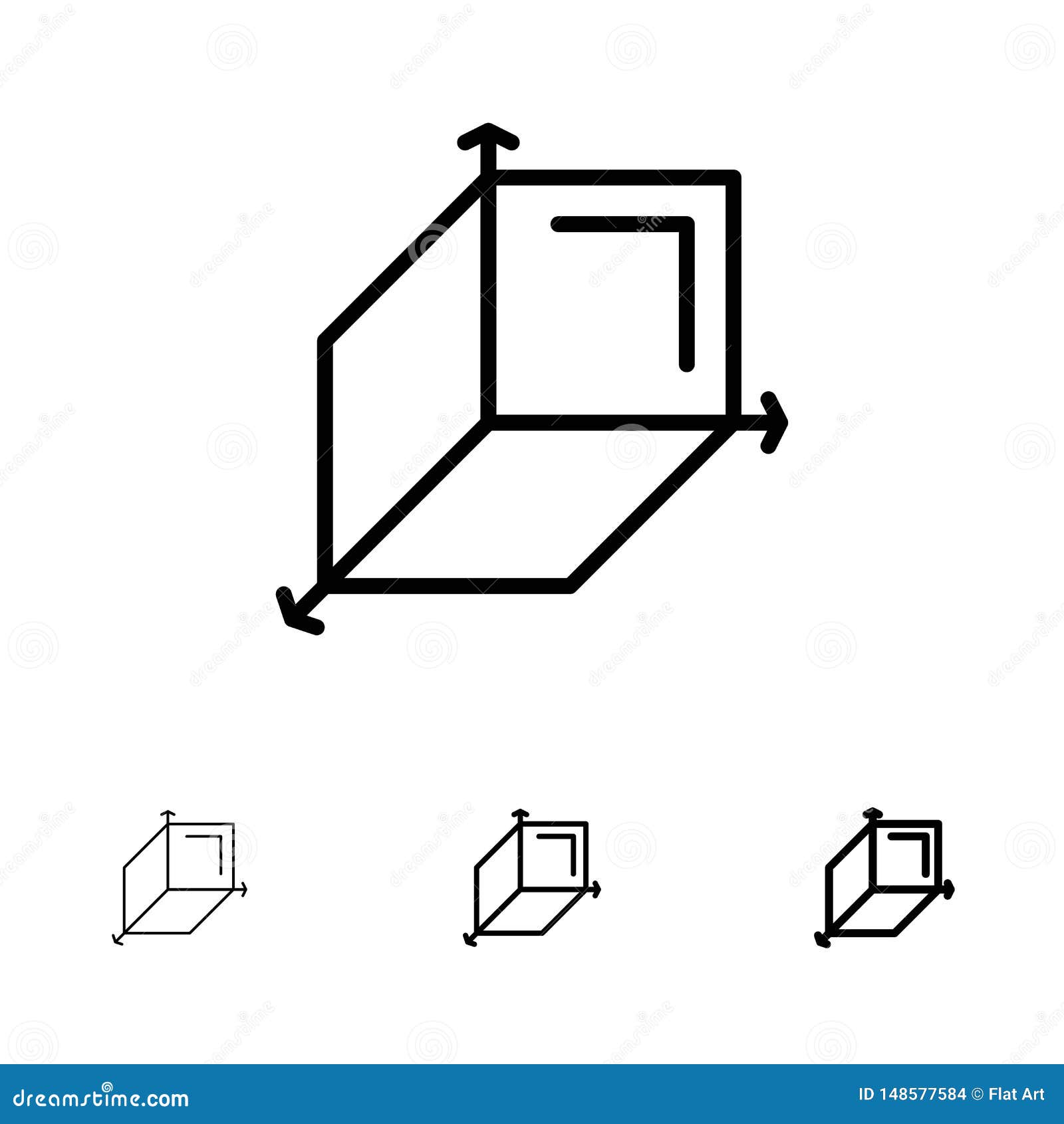 3d, Box, Cuboid, Design Bold and Thin Black Line Icon Set Stock Vector ...