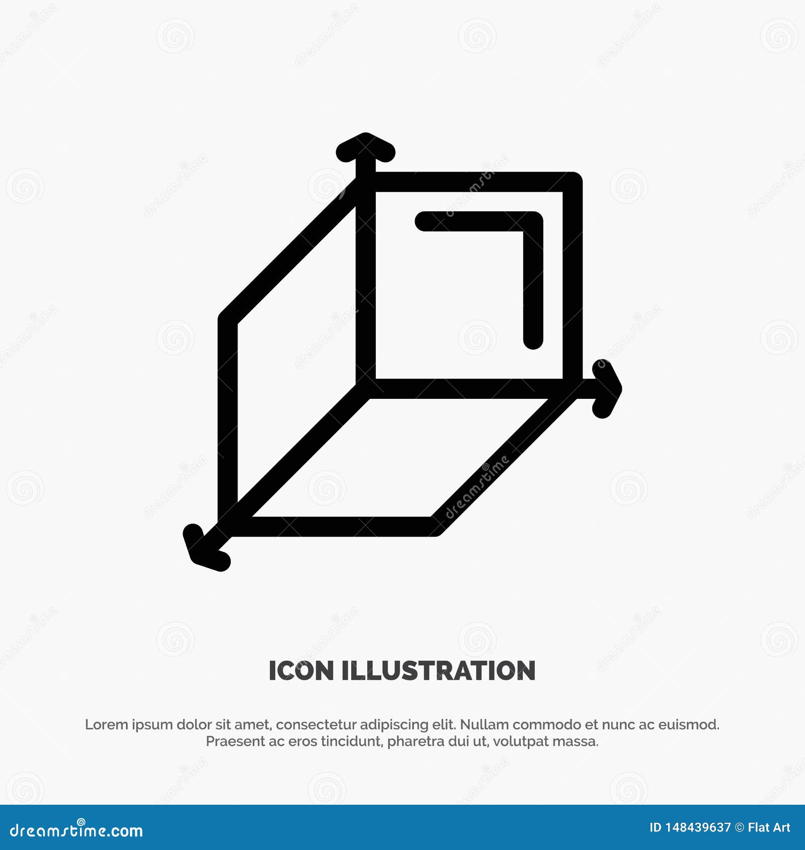 3d, Box, Cuboid, Design Line Icon Vector Stock Vector - Illustration of ...