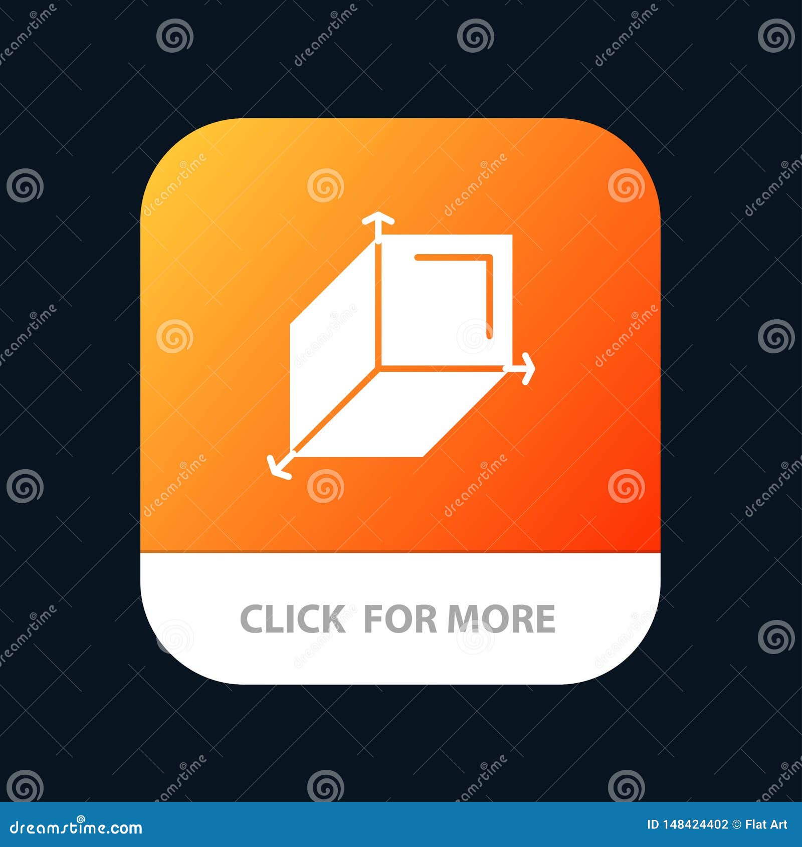 3d, Box, Cuboid, Design Mobile App Button. Android and IOS Glyph ...