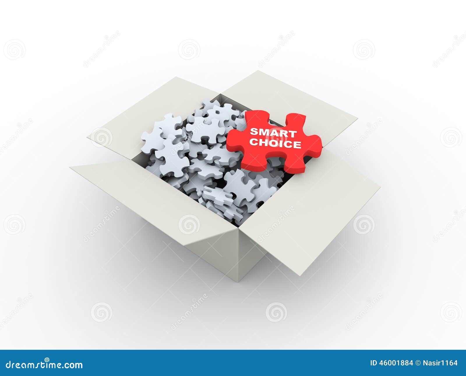 3d Box and Smart Choice Puzzle Piece Stock Illustration - Illustration ...