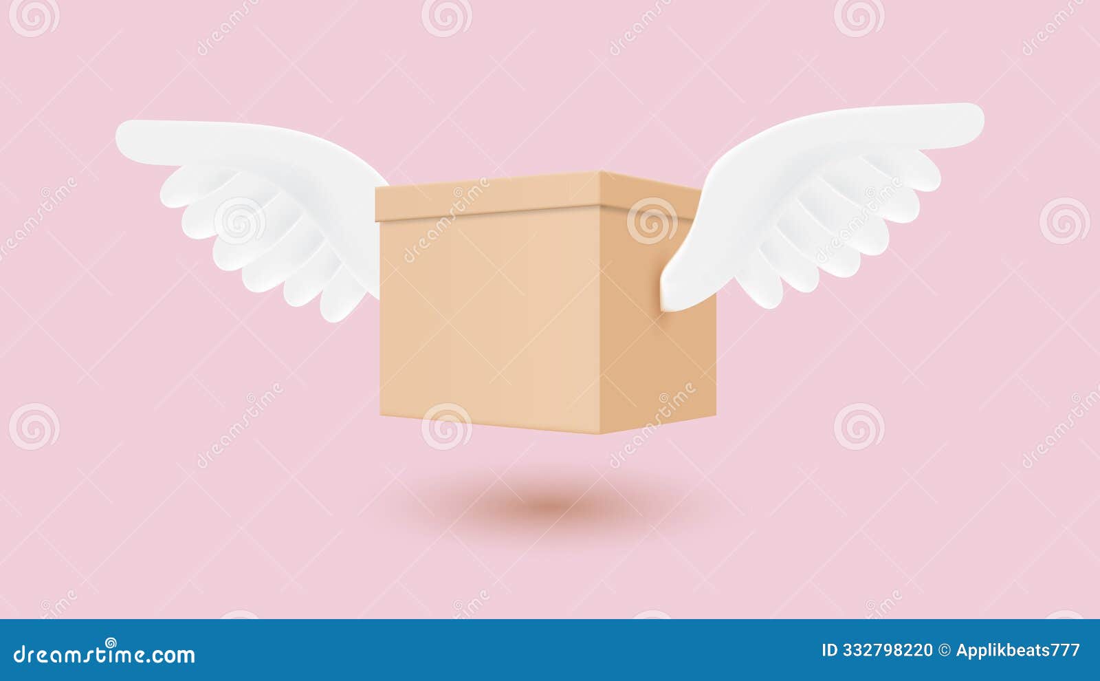 3d Box with Wings, Fast Delivery Concept. 3d Vector Illustration Stock ...