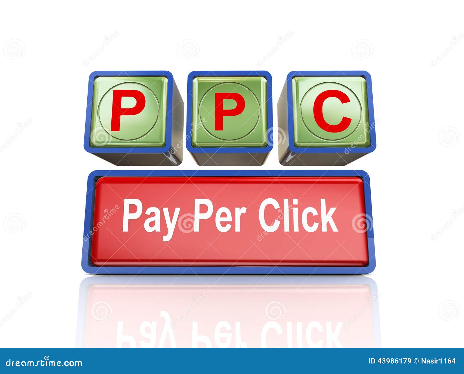 3d boxes of concept of ppc stock illustration. Illustration of buzz ...