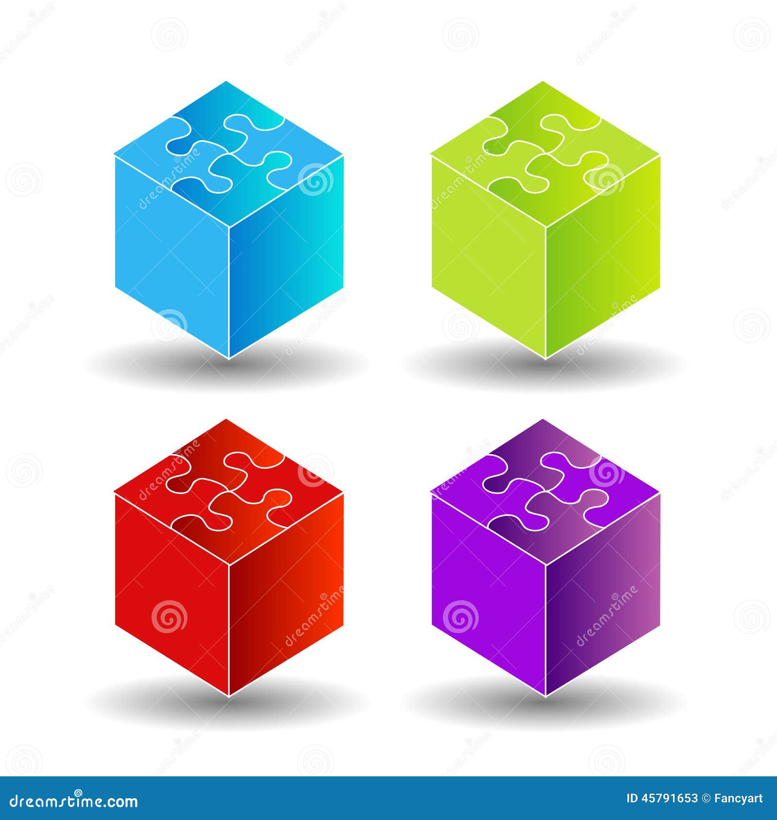 3d boxes with puzzle roof stock illustration. Illustration of house ...