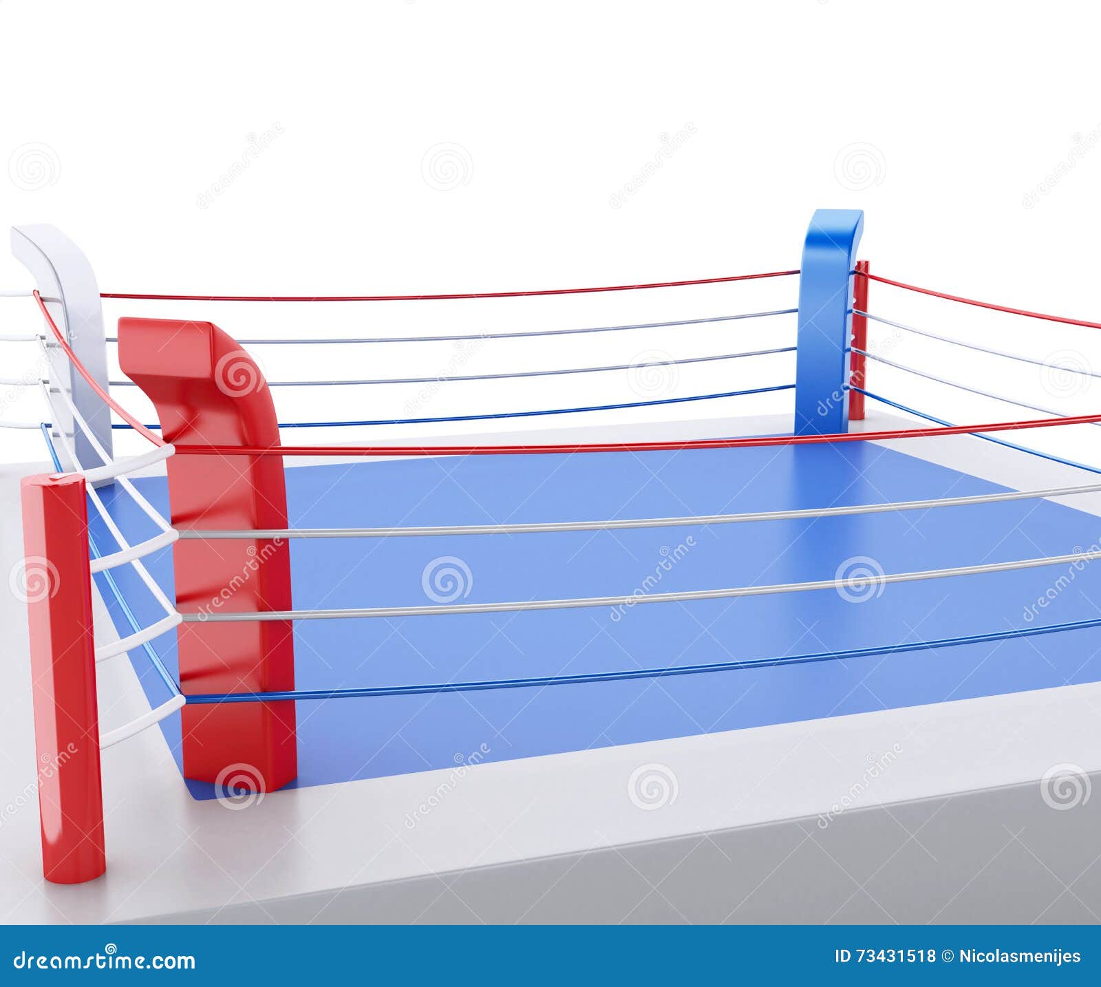 3d Boxing Ring Against White Background. Stock Illustration ...