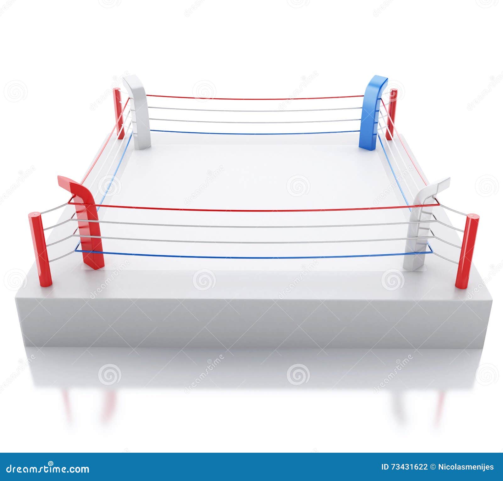 3d Boxing Ring Against White Background. Stock Illustration ...