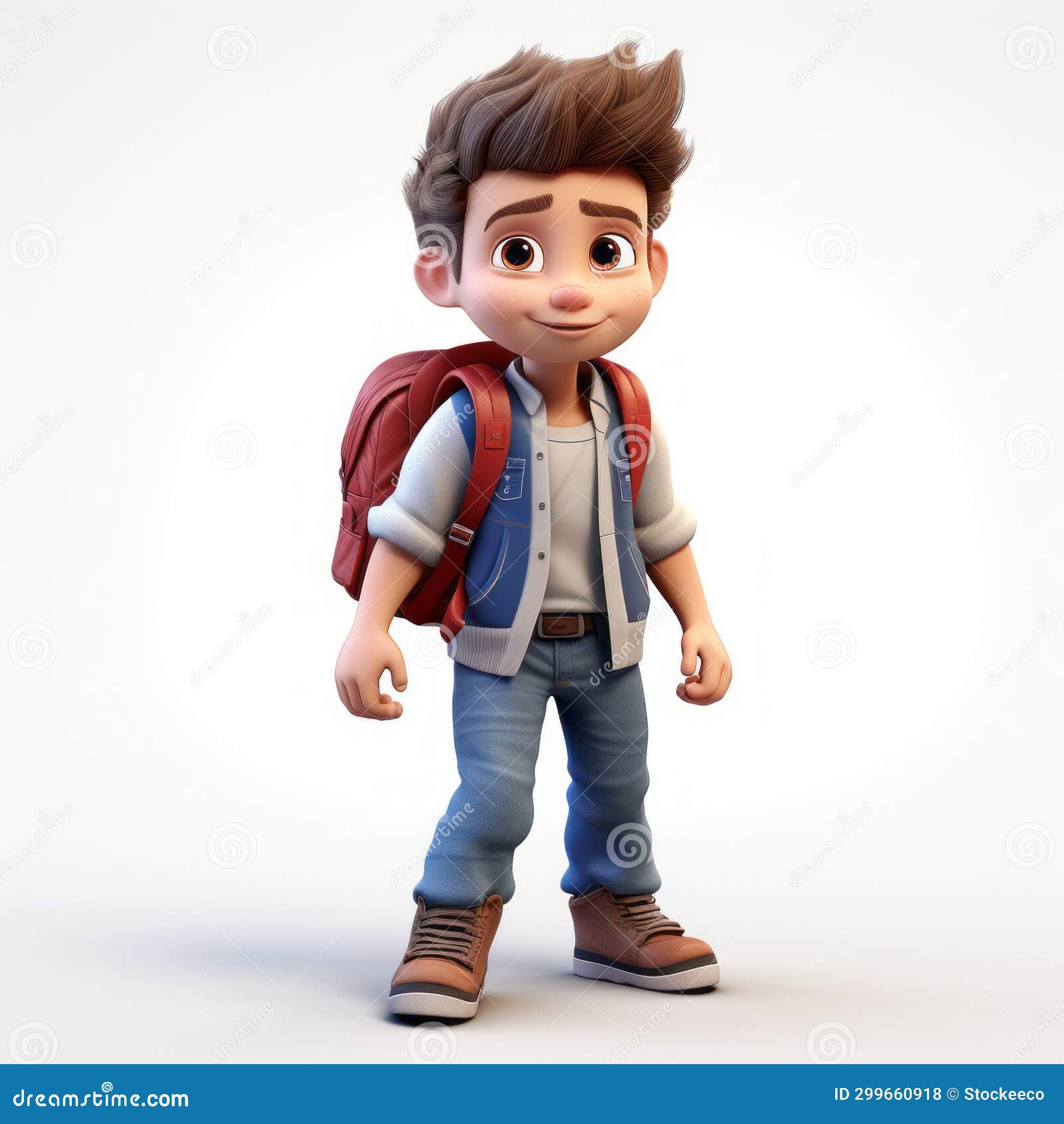 Realistic 3d Render of a Toon Boy Carrying a Backpack Stock ...