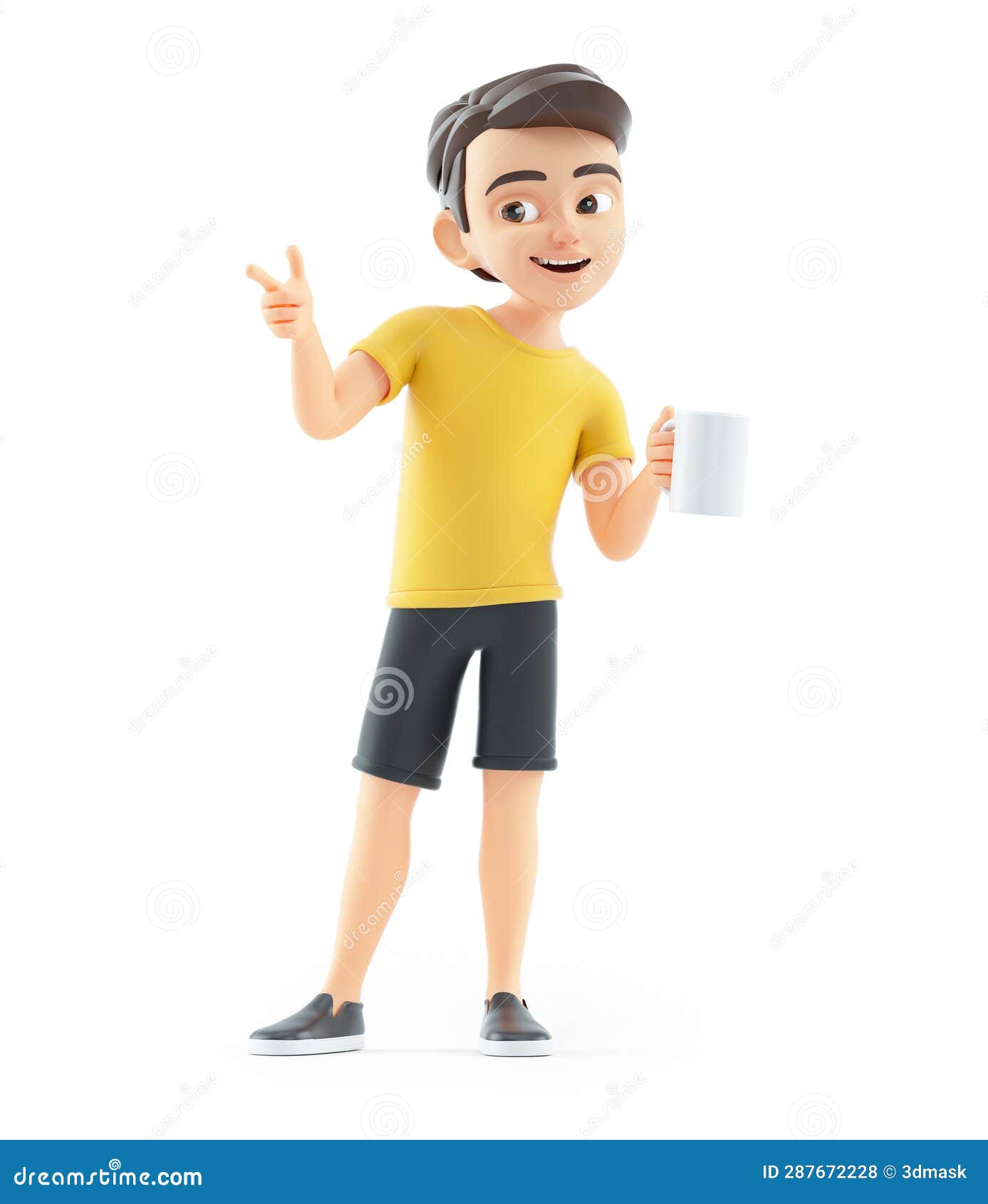 3d boy standing with a cup stock illustration. Illustration of cool ...