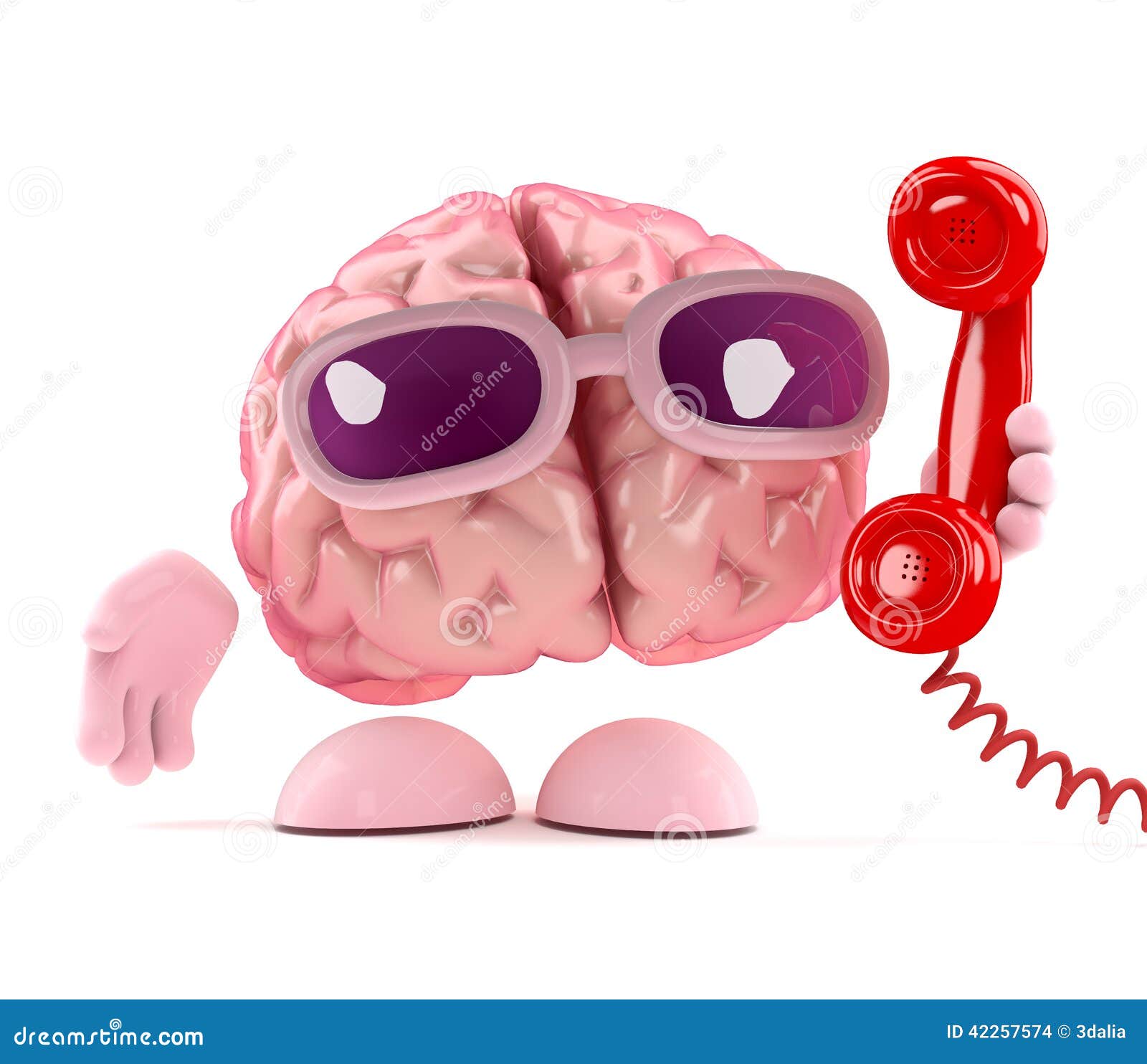 3d Brain answers the phone stock illustration. Illustration of call ...