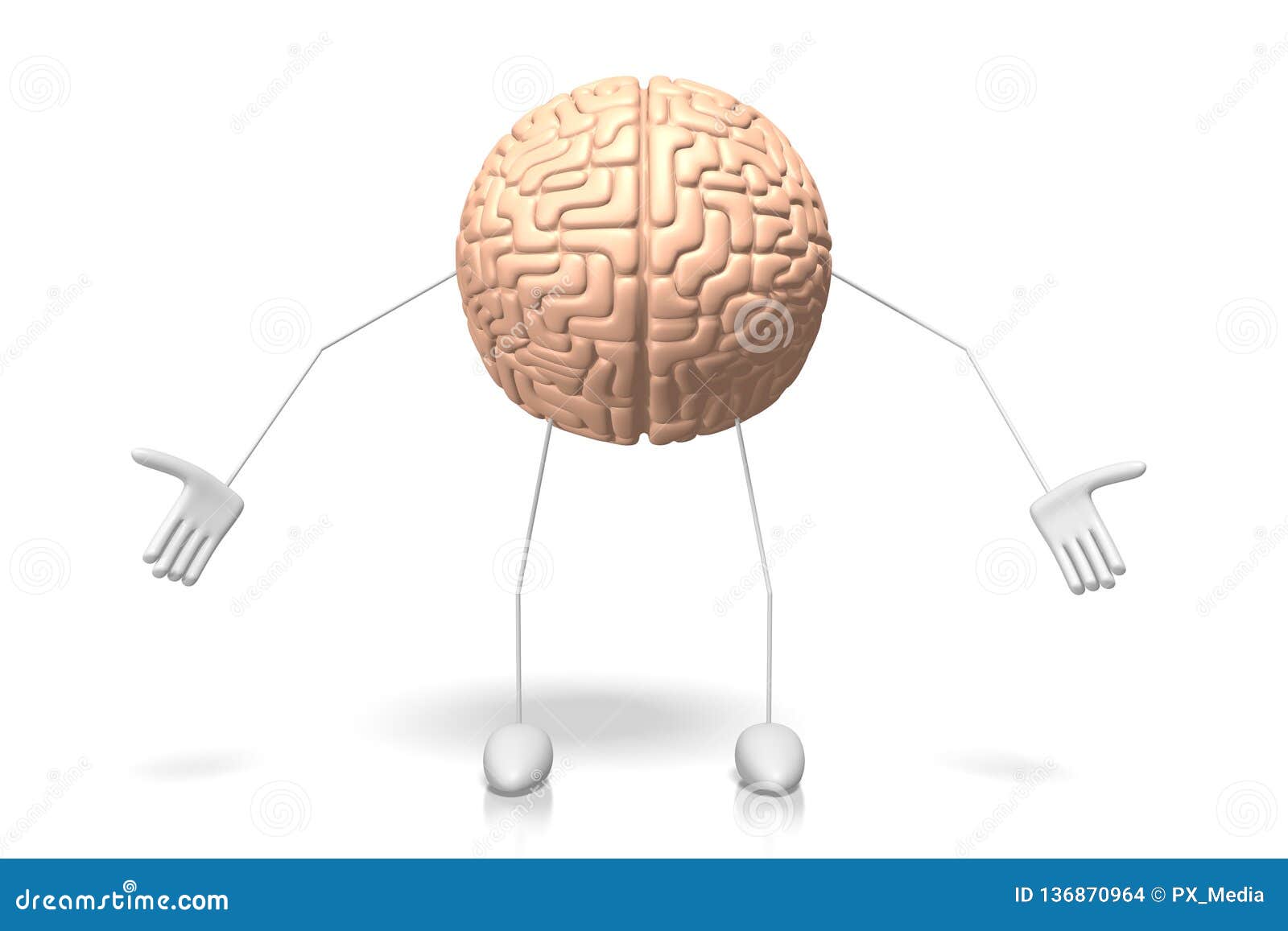 3D brain cartoon character stock illustration. Illustration of human ...
