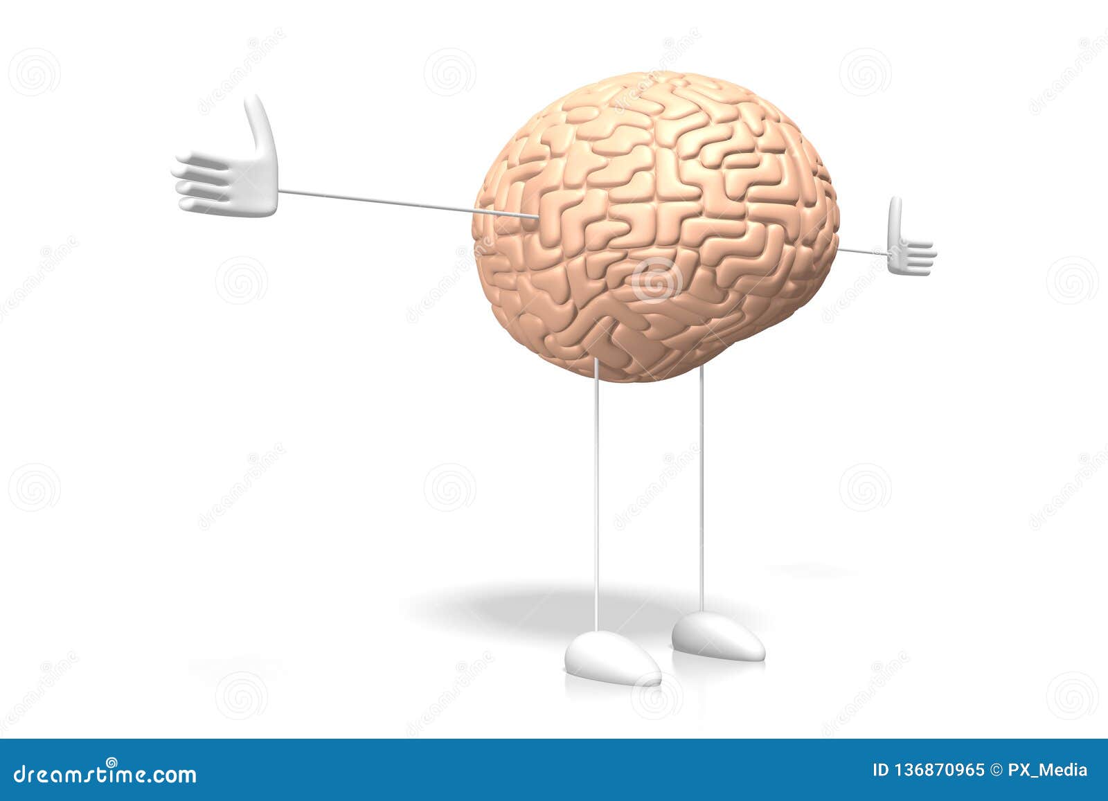 3D brain cartoon character stock illustration. Illustration of memorize ...