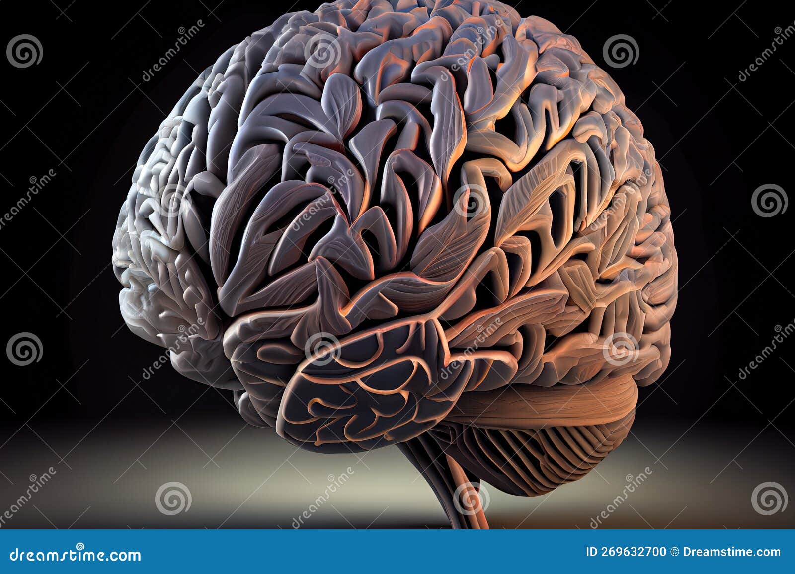 3d Brain Close Up. Generative AI Stock Illustration - Illustration of ...
