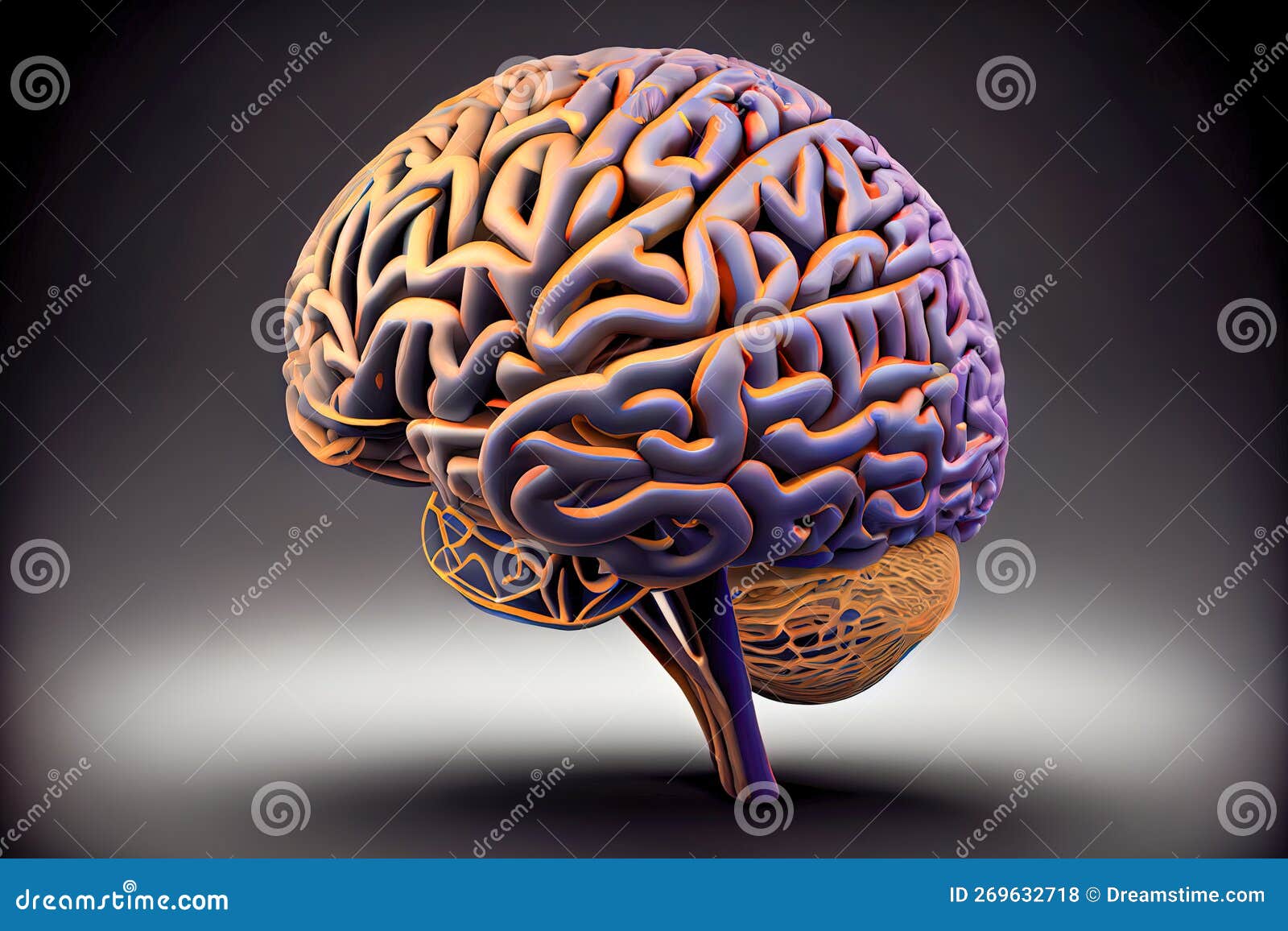 3d Brain Close Up. Generative AI Stock Illustration - Illustration of ...