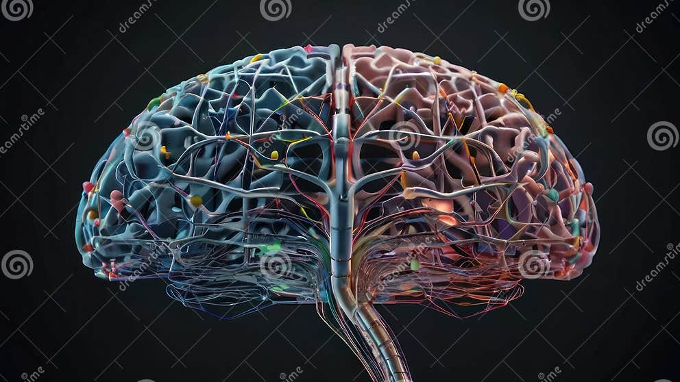 A 3D Brain Image with a Detailed Neural Network, Illustrating the ...