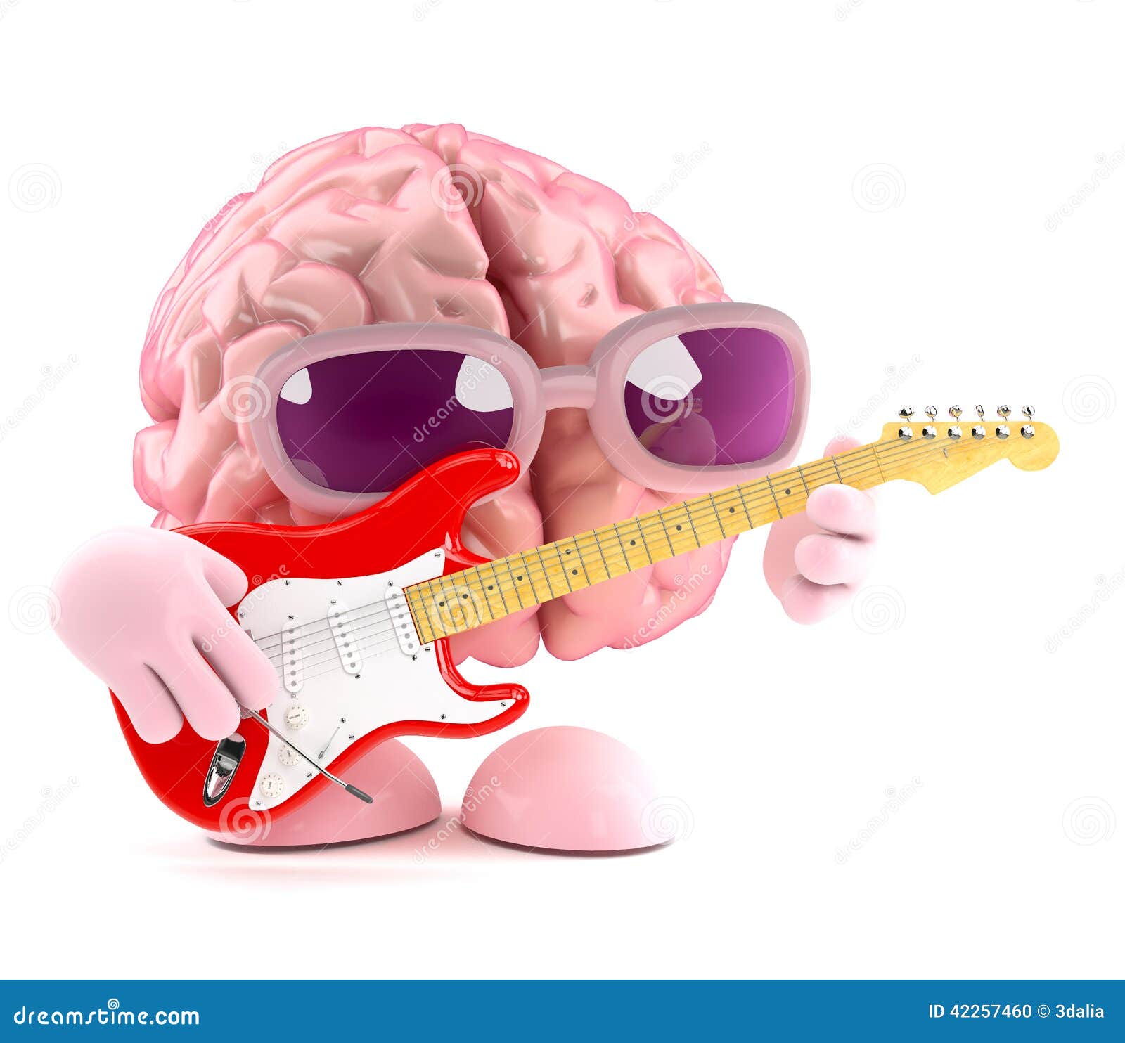 3d Brain is Learning To Play Electric Guitar Stock Illustration ...