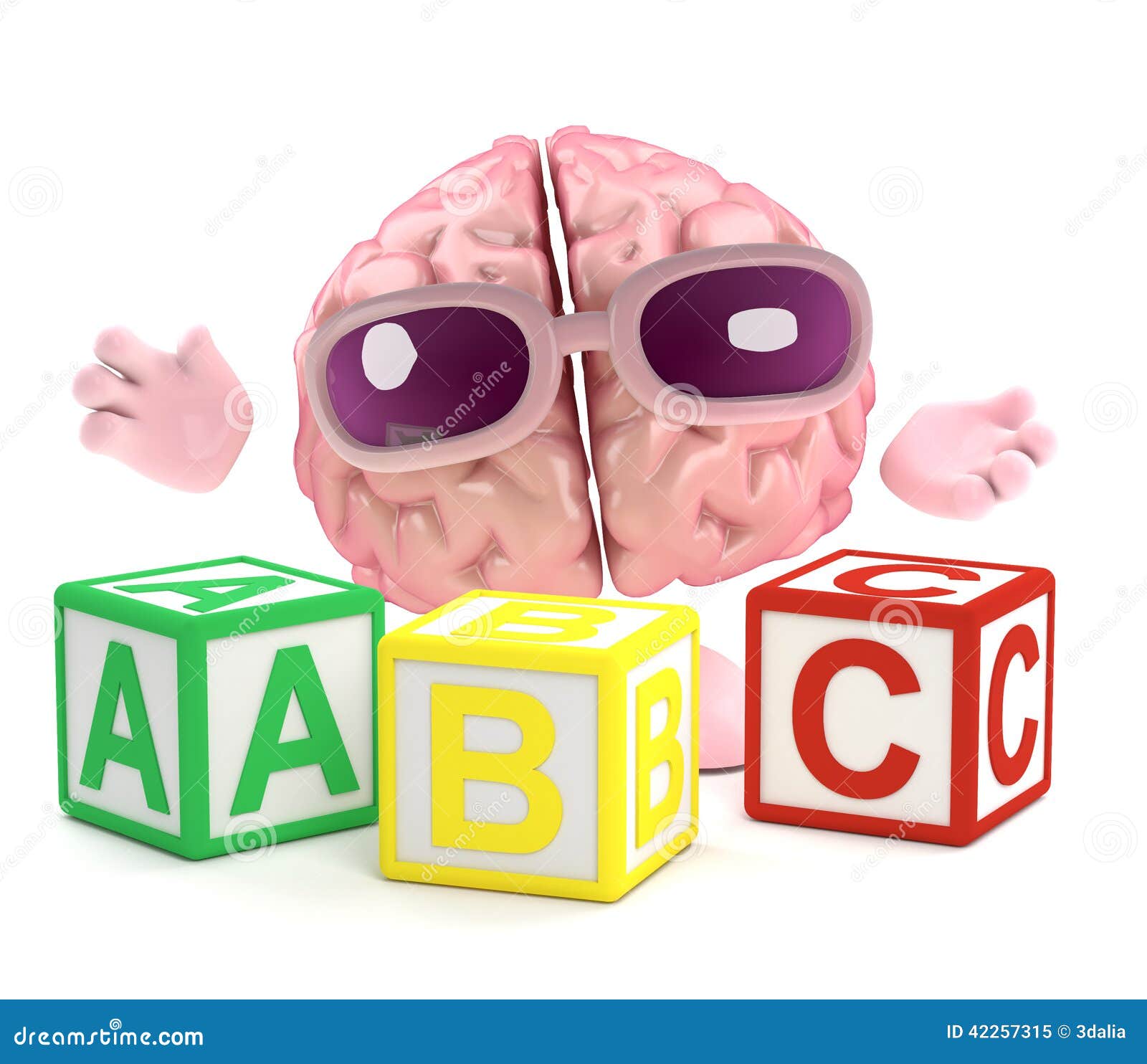 3d Brain Learns the Alphabet Stock Illustration - Illustration of ...