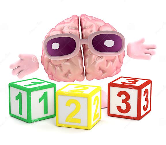 3d Brain learns math stock illustration. Illustration of render - 42257254