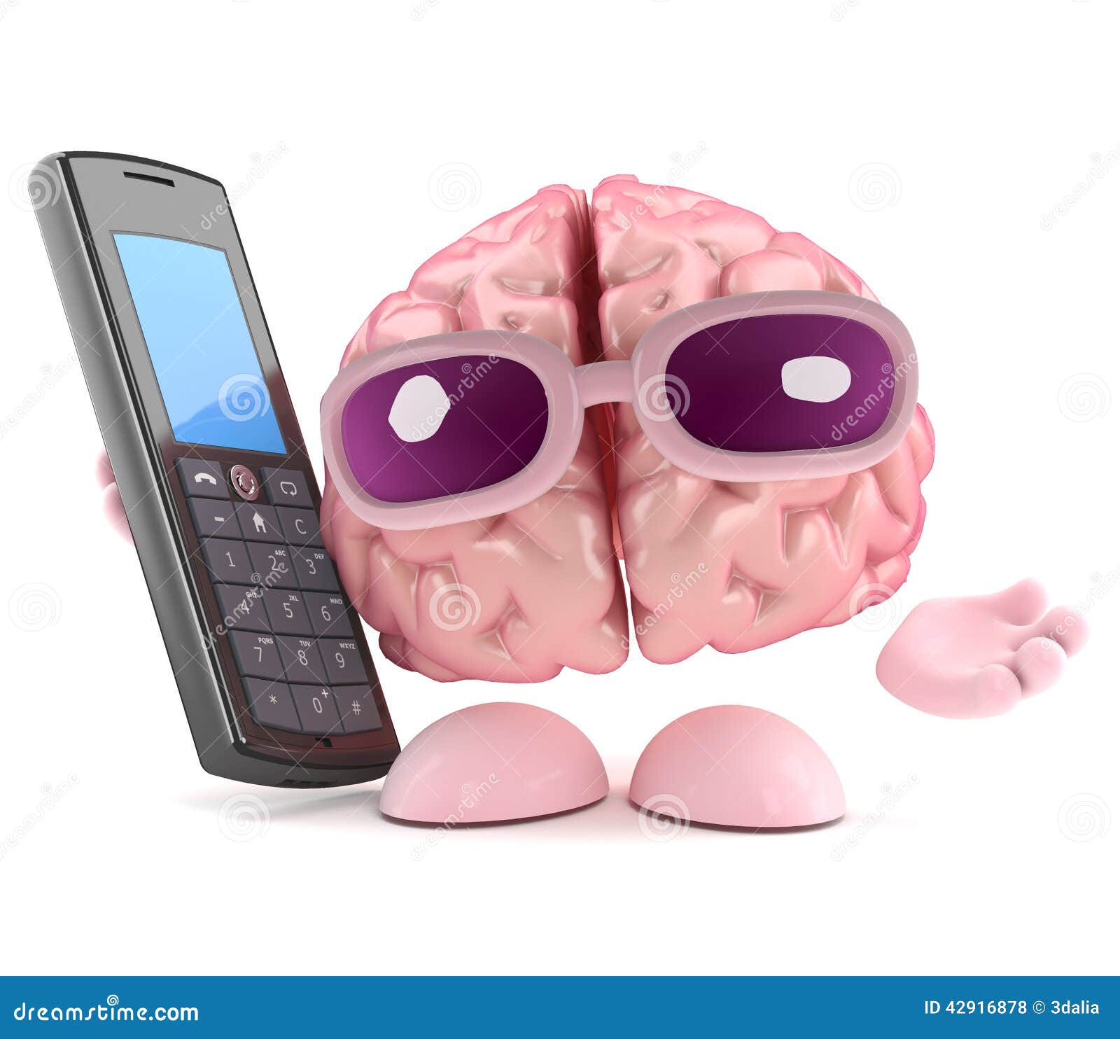 3d Brain Maks a Call on a Cellphone Stock Illustration - Illustration ...