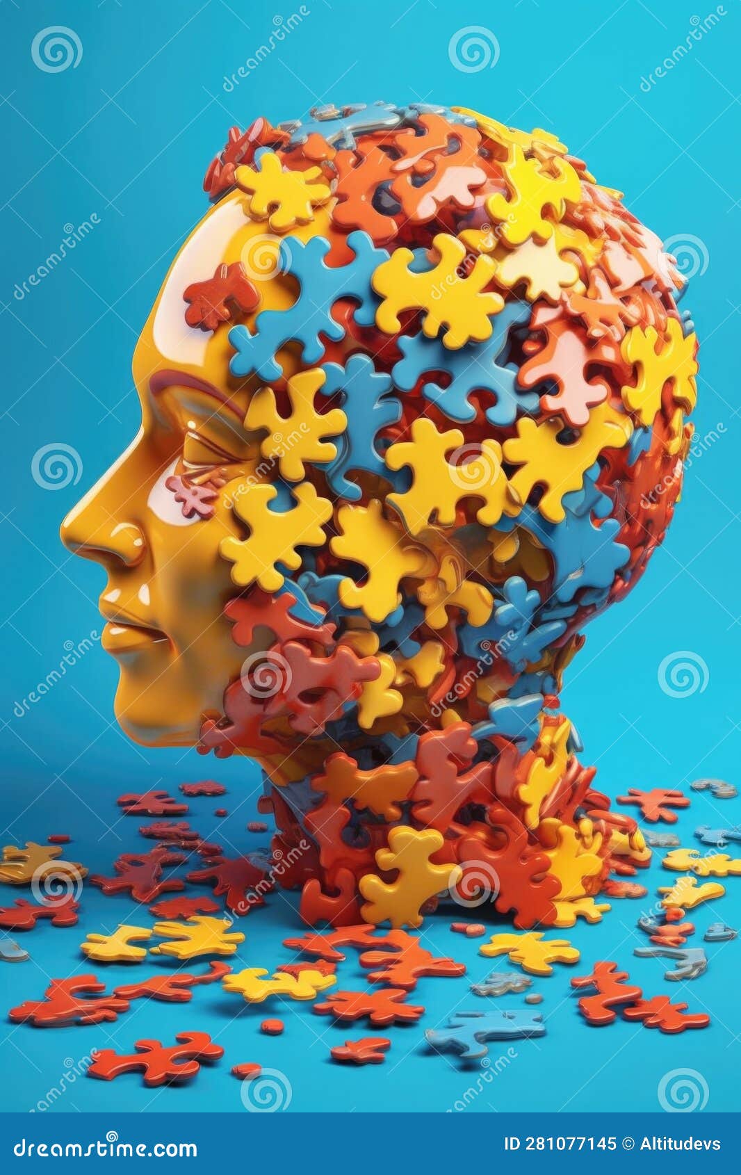 3d Brain Puzzle Pieces Connecting Together Stock Illustration ...